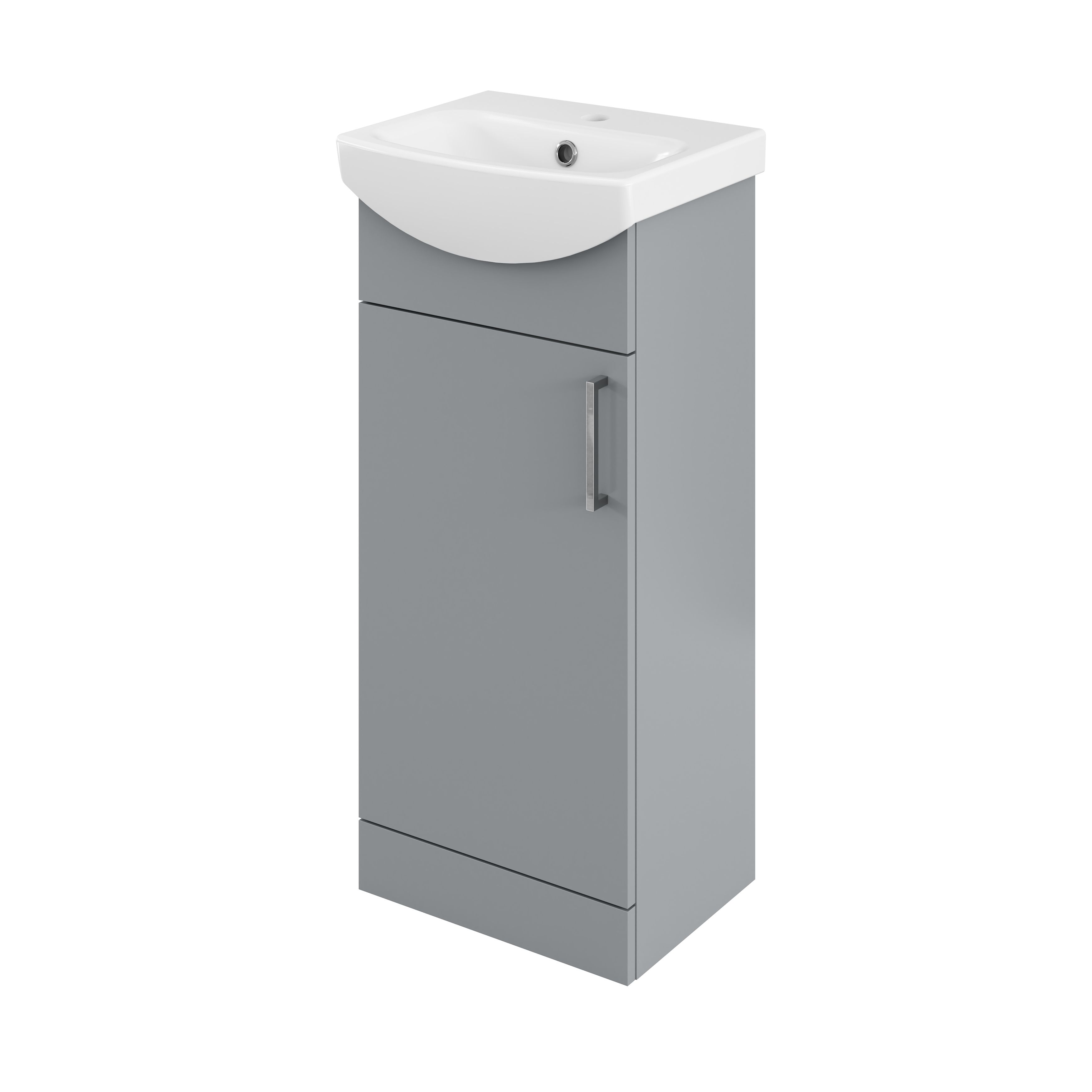 Veleka Gloss Grey Freestanding Cloakroom vanity unit & basin set (W ...