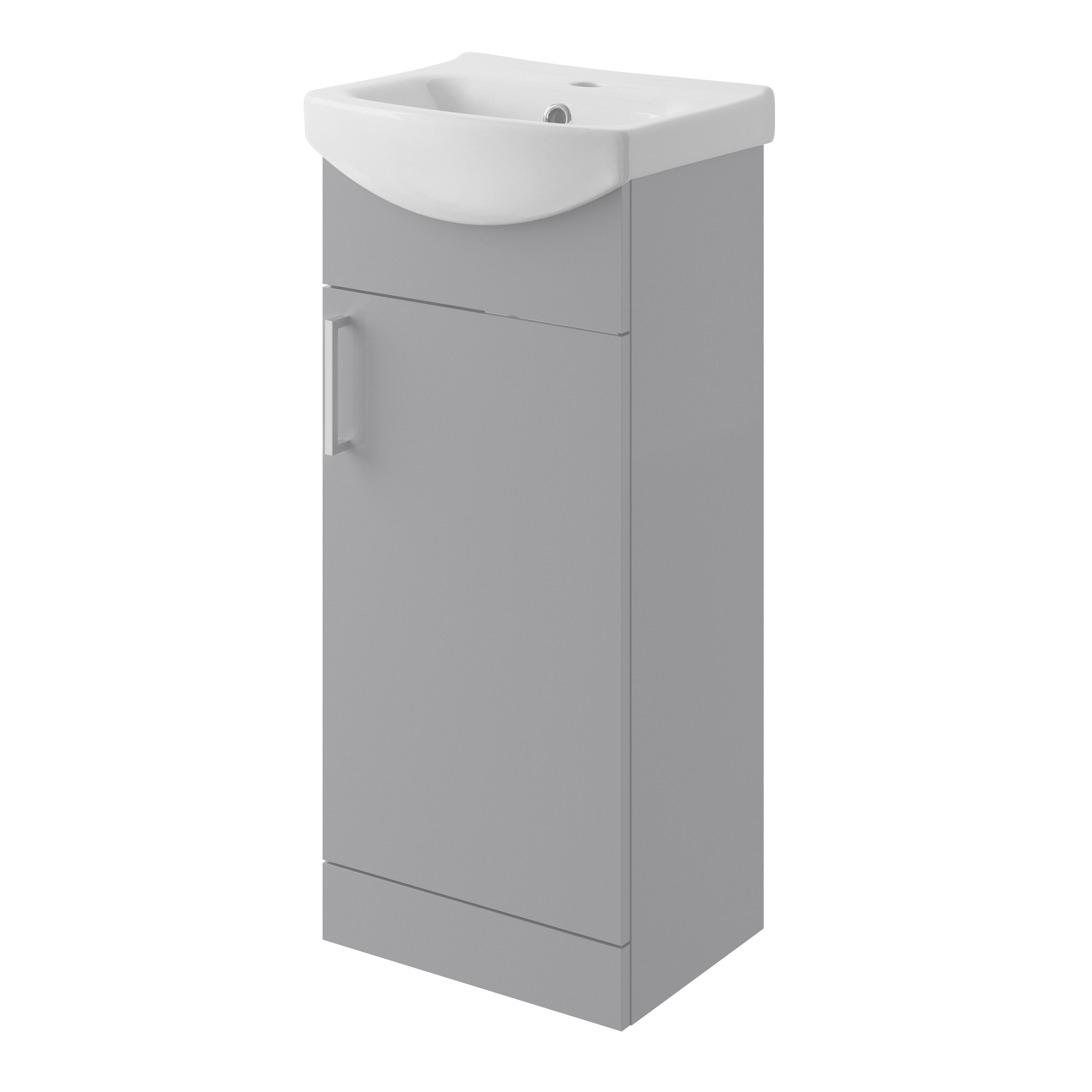 Veleka Gloss Grey Freestanding Cloakroom vanity unit & basin set (W ...