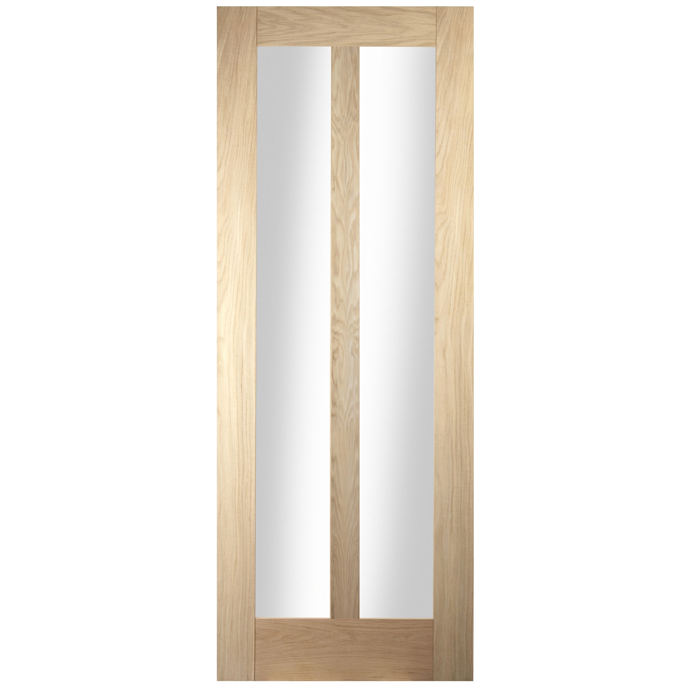 Vertical 2 panel Glazed Oak veneer Internal Door, (H)1981mm (W)838mm (T ...