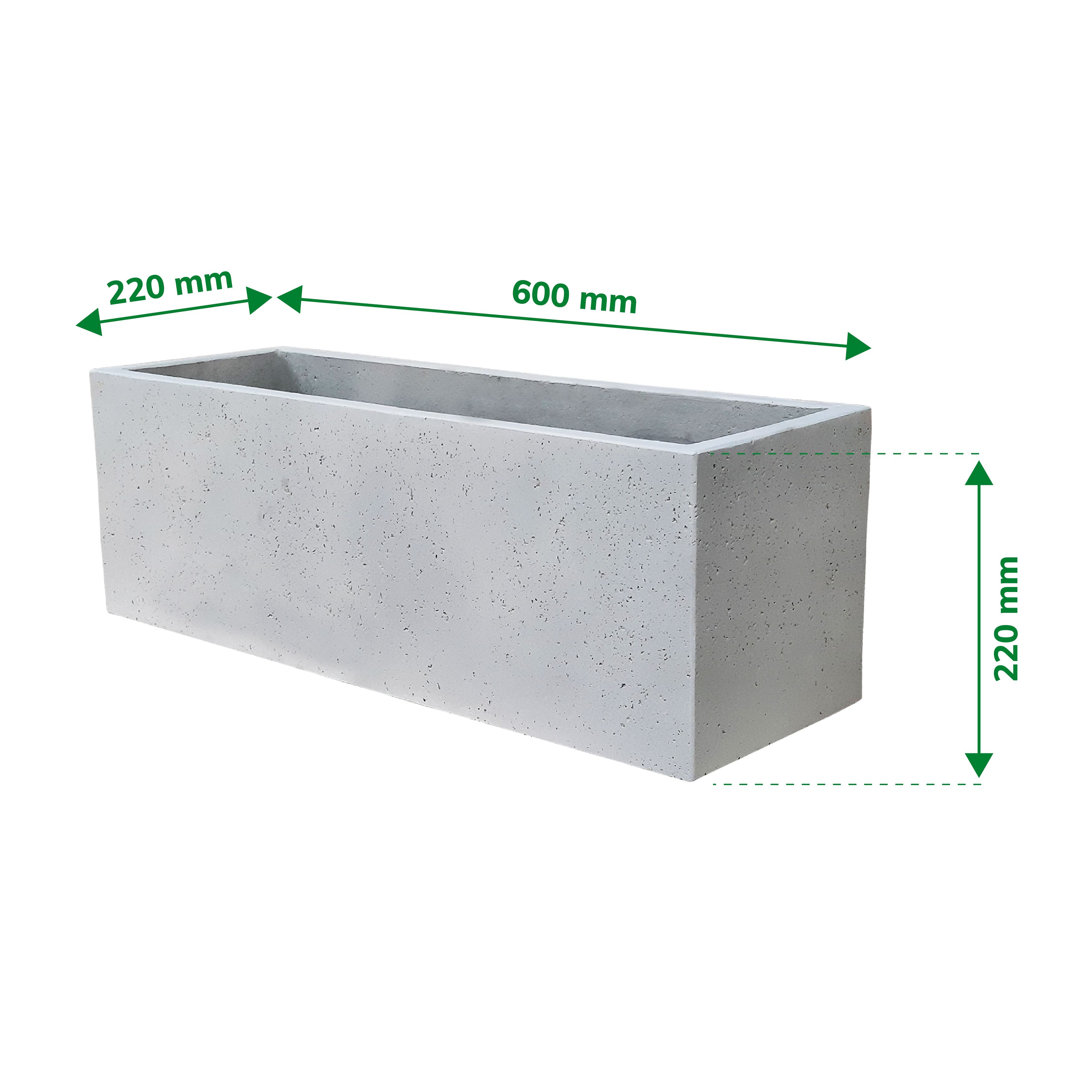 Verve 29L Light grey Light grey Rectangular Planter (H)22cm (W)22cm (D)60cm