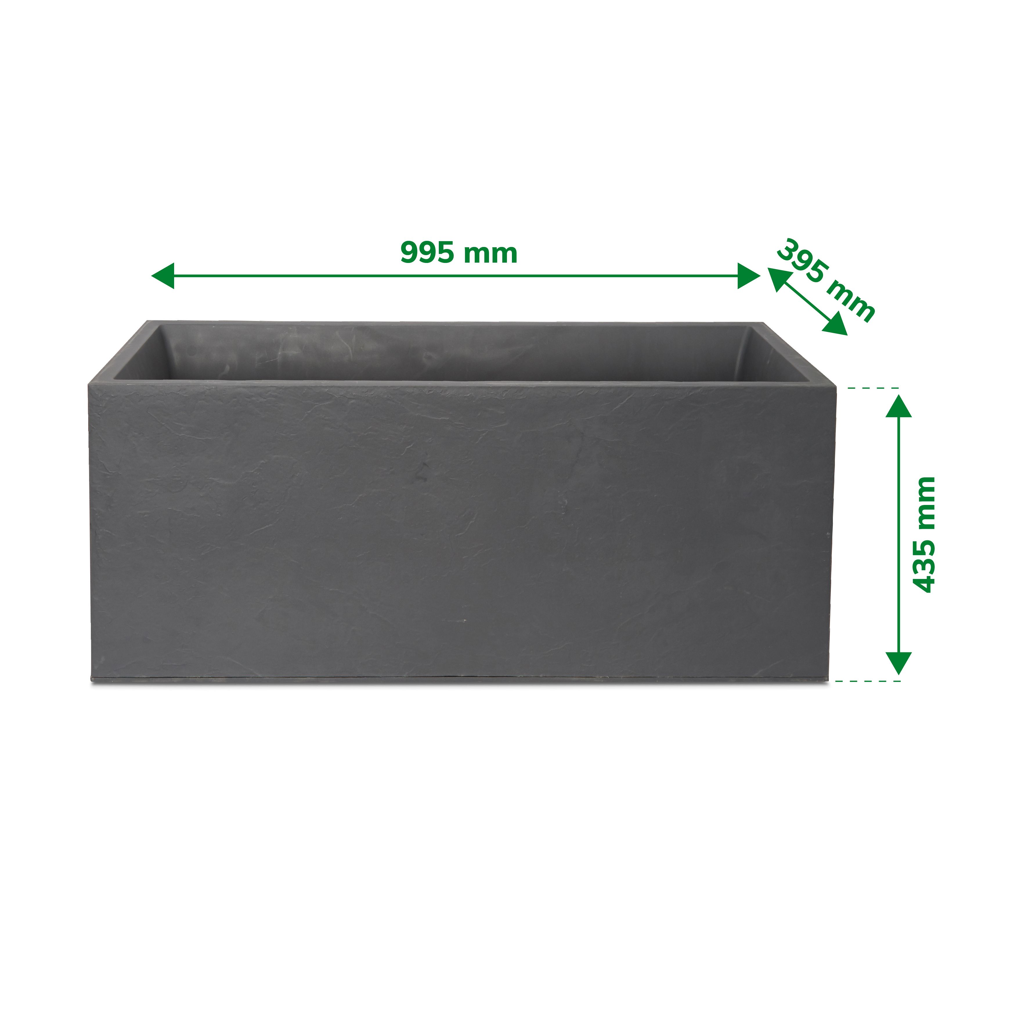 Verve 98L Dark grey Plastic Rectangular Trough (H)43cm (W)100cm (D)99.5cm