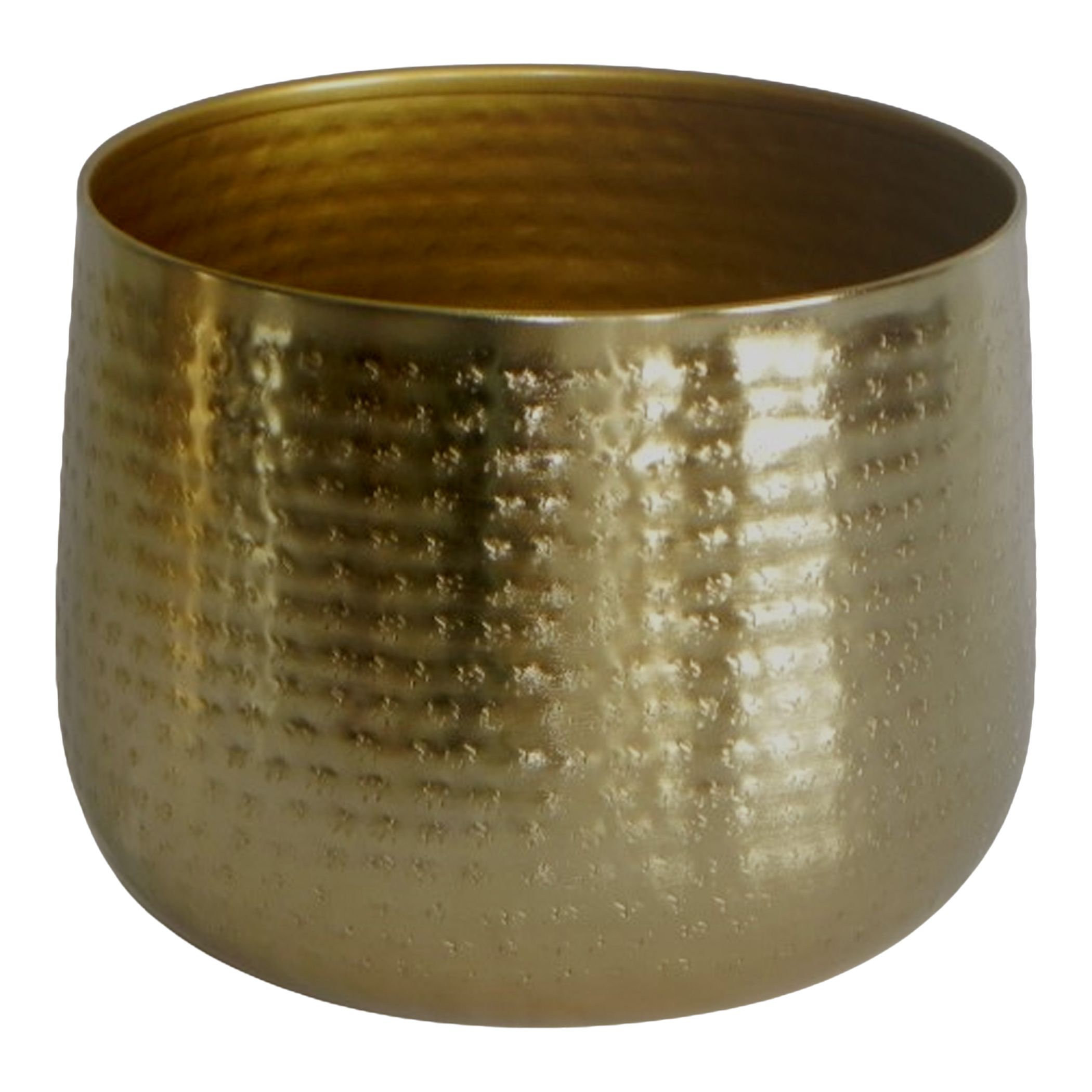 Verve Aged gold effect Metal Plant pot (Dia) 20cm, (H)16cm