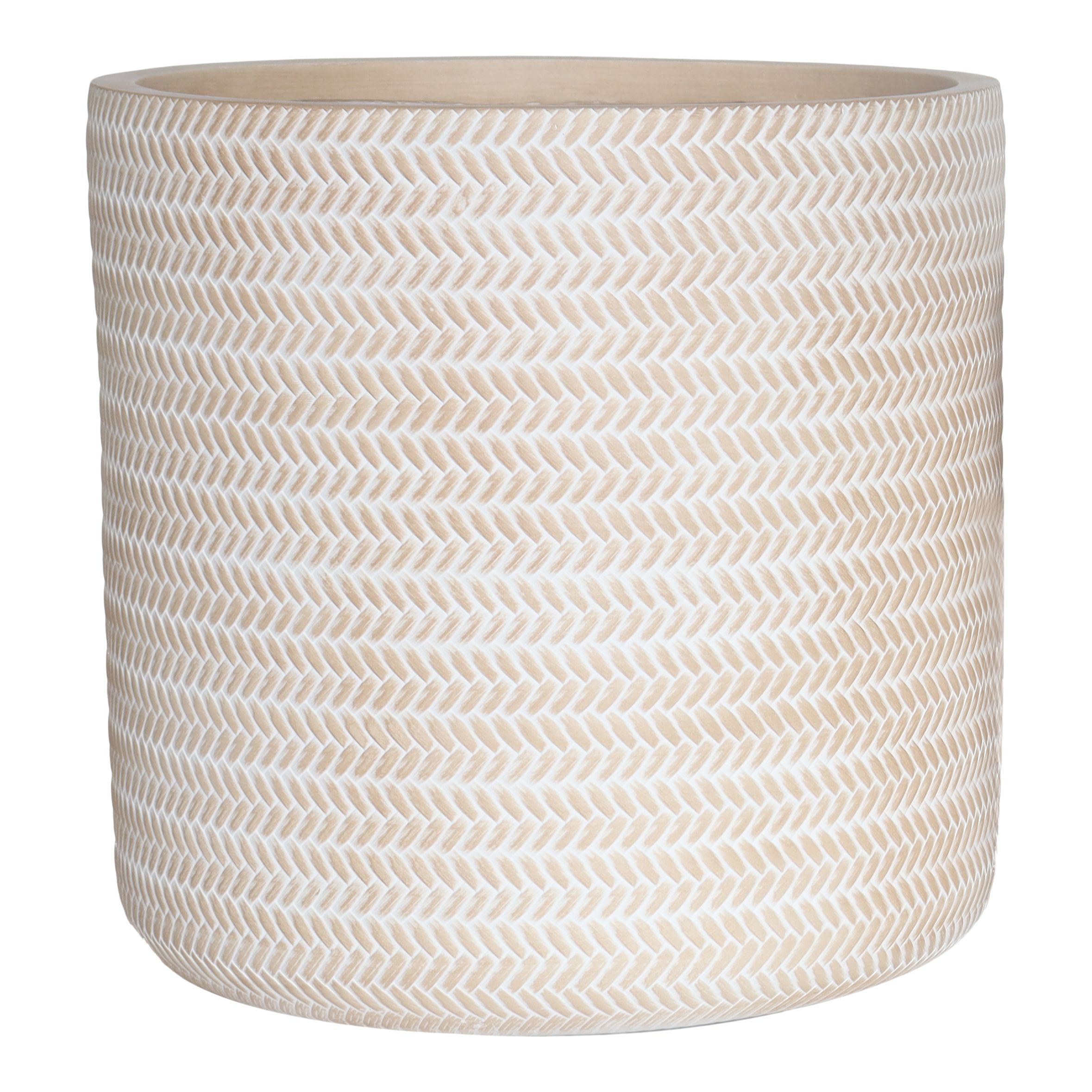 Verve Beige Rattan effect Fibreclay Plant pot (Dia) 43cm, (H)43cm