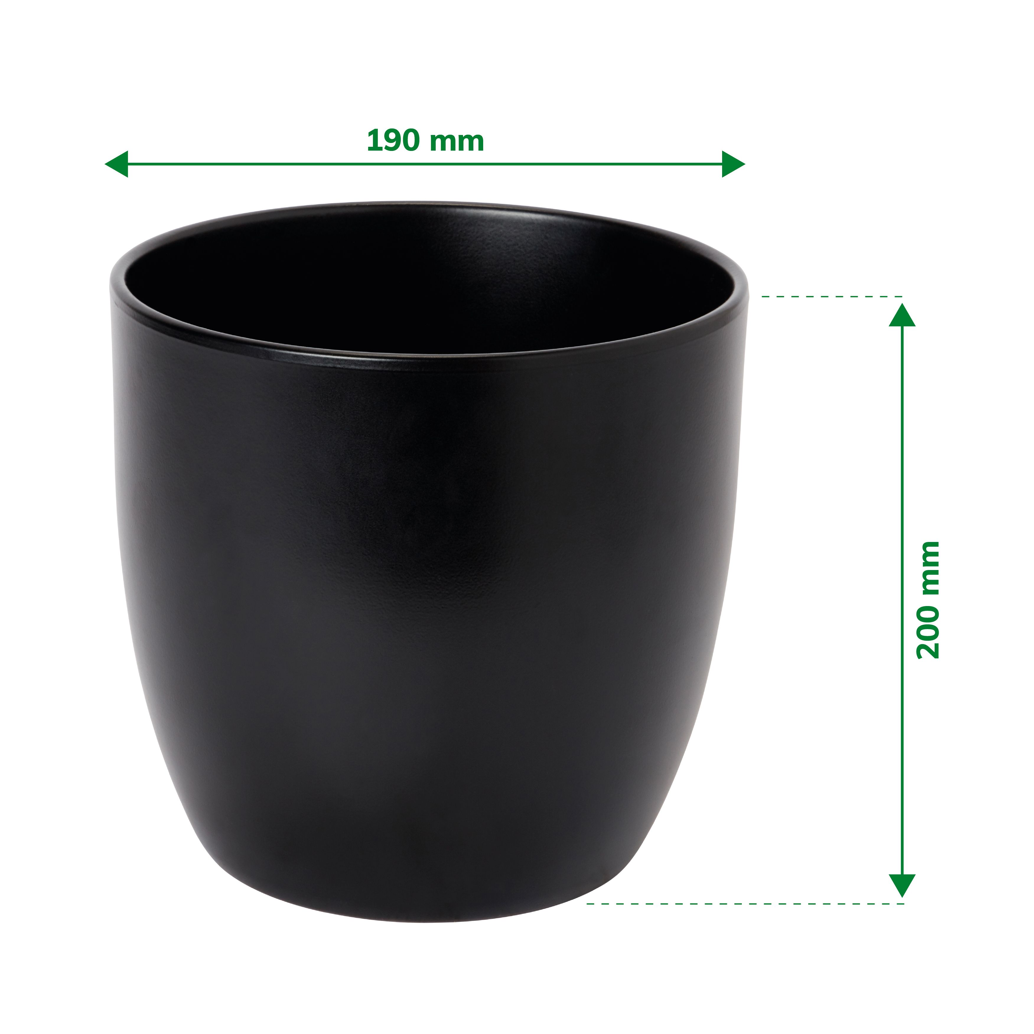 Verve Black Ceramic Plant pot (Dia) 19cm, (H)20cm, 5.3L