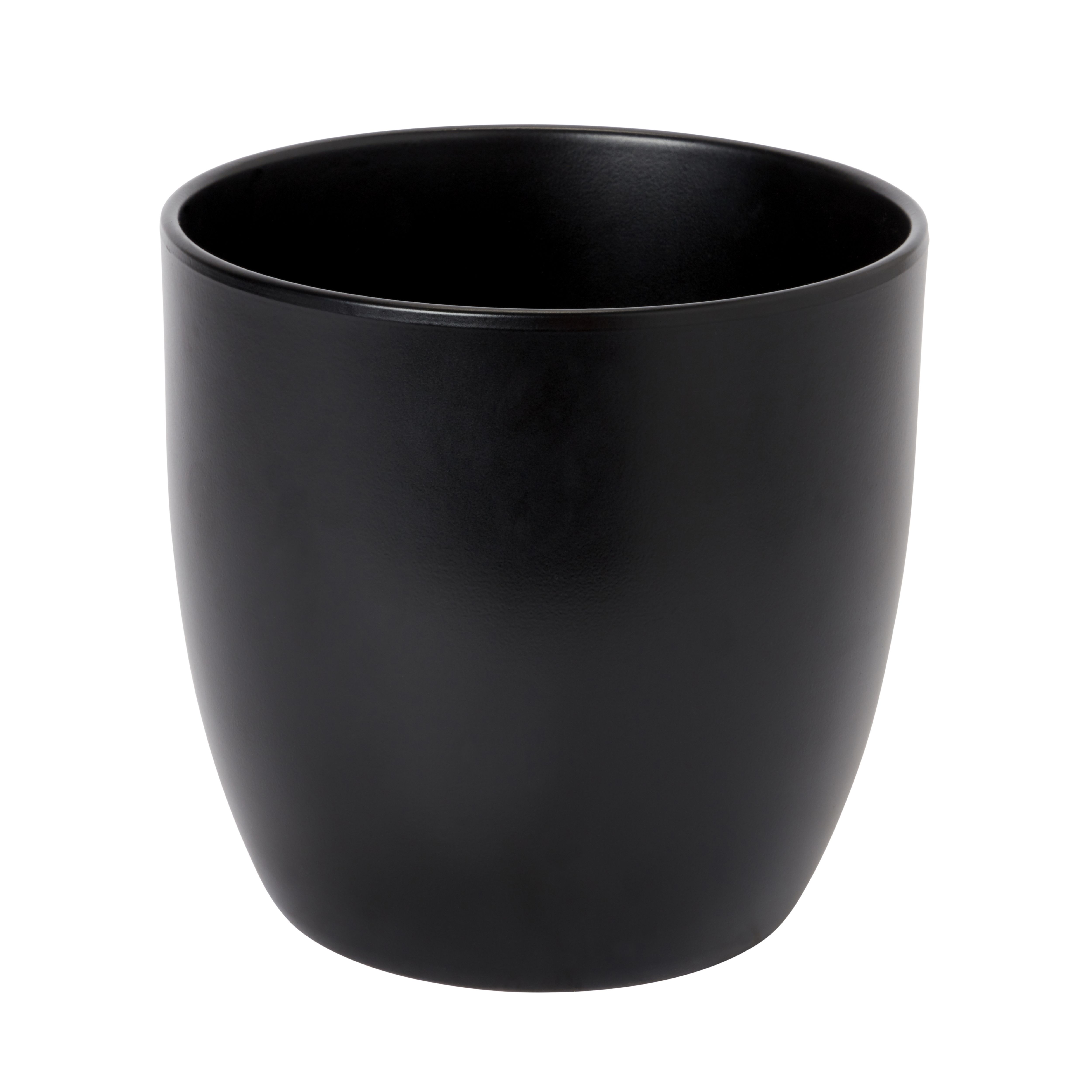 Verve Black Ceramic Plant pot (Dia) 19cm, (H)20cm, 5.3L