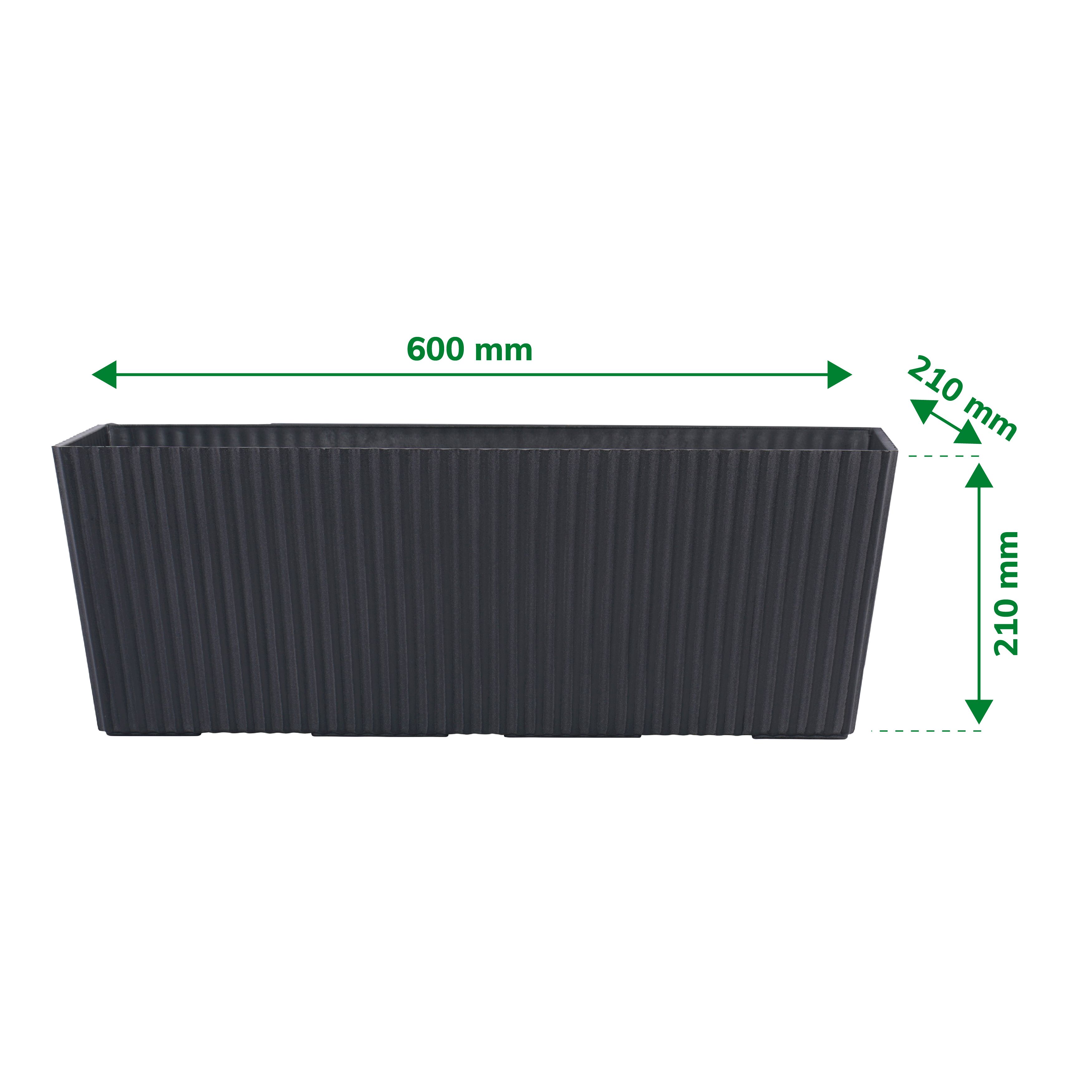 Verve Black Plastic Rectangular Trough (H)21cm (W)60cm