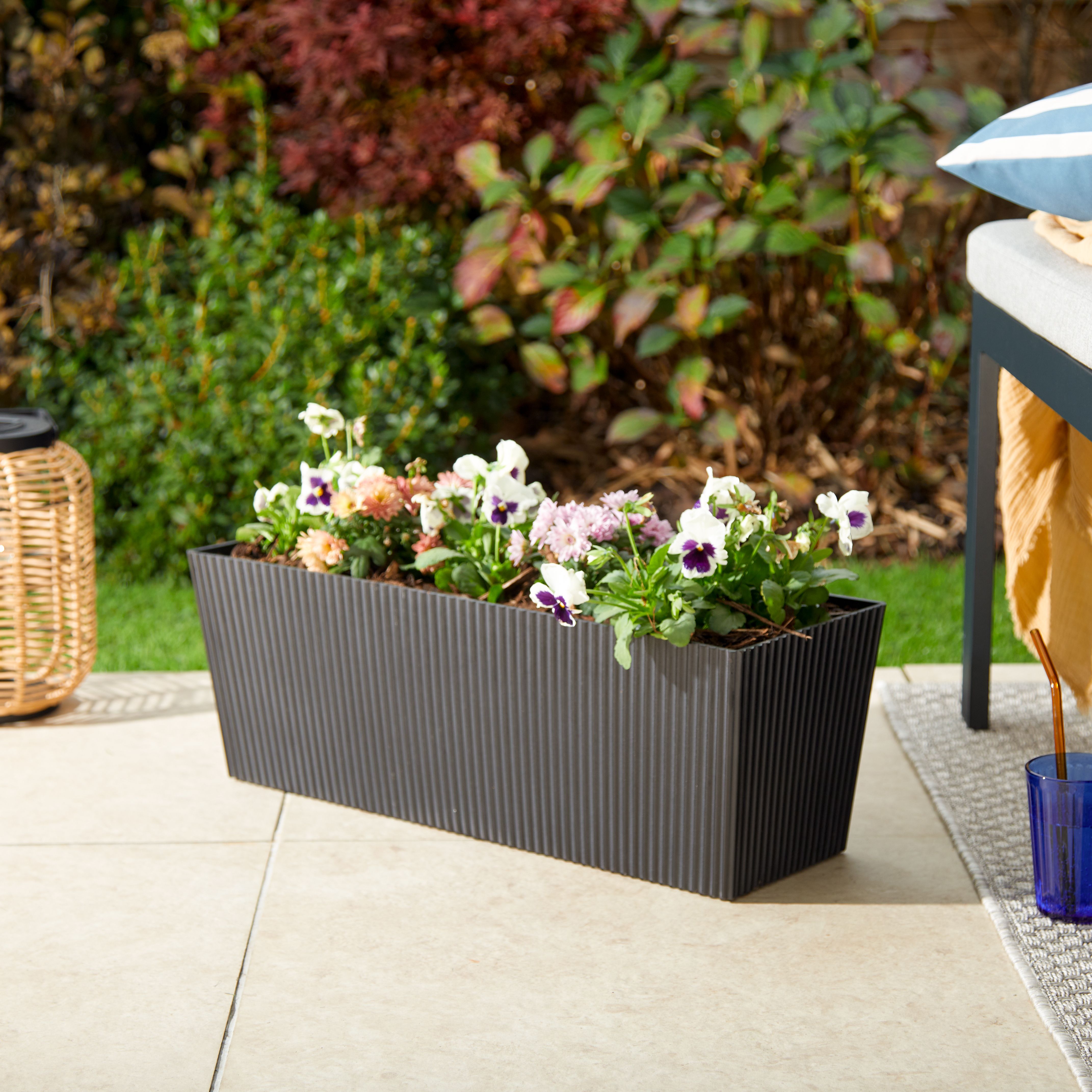 Verve Black Plastic Rectangular Trough (H)21cm (W)60cm