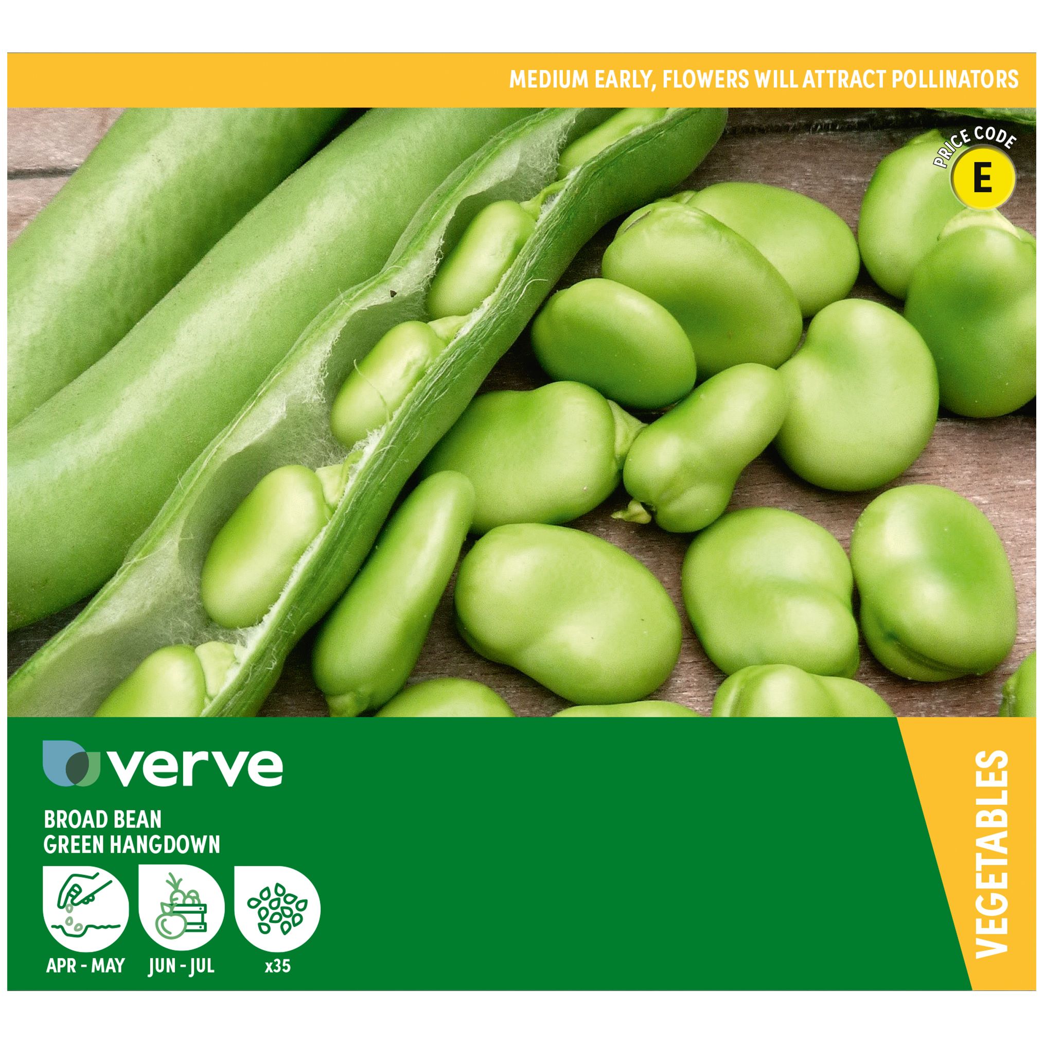 Verve Broad bean 'Green Hangdown' Vegetable Seeds