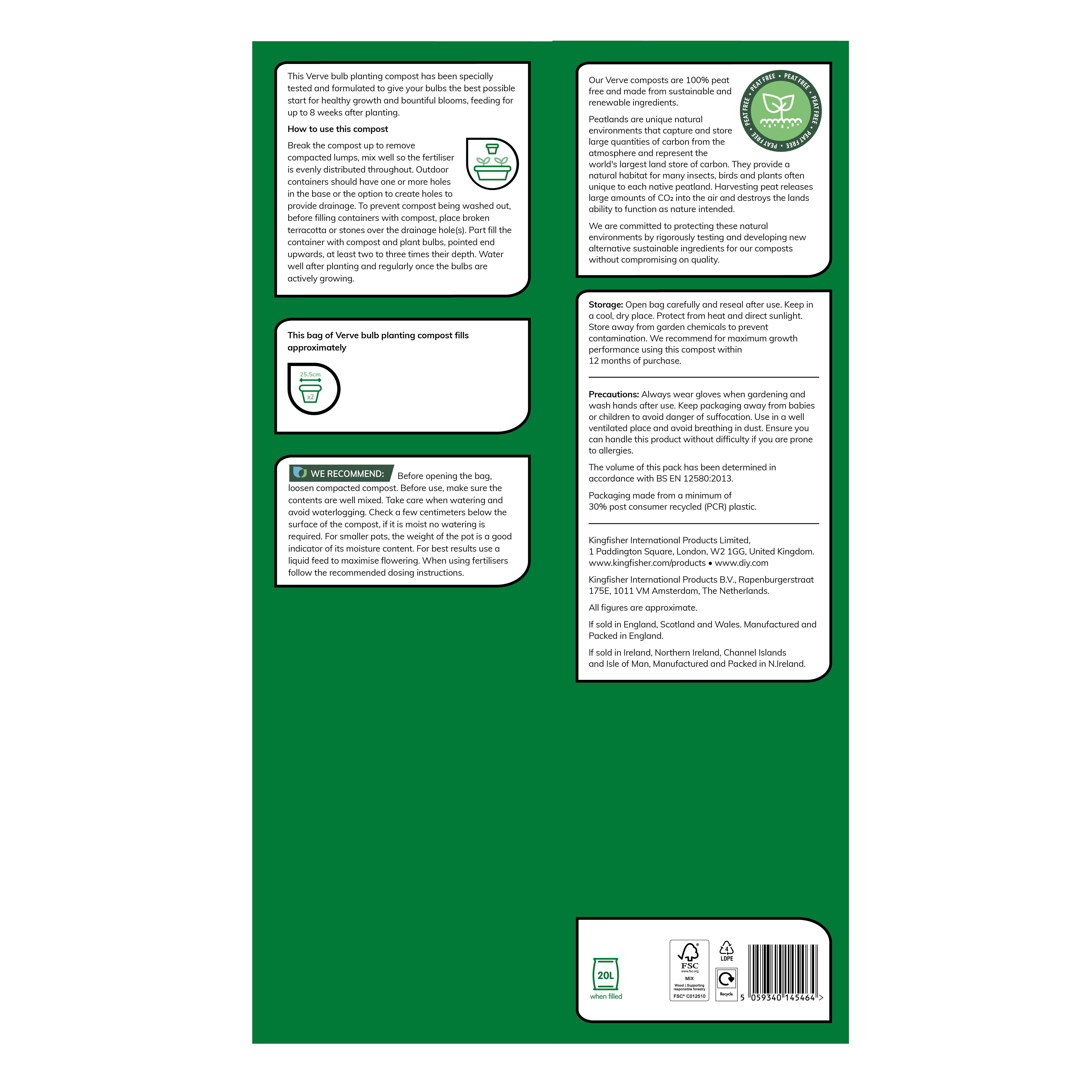 Verve Bulb planting Peat-free Compost 20L