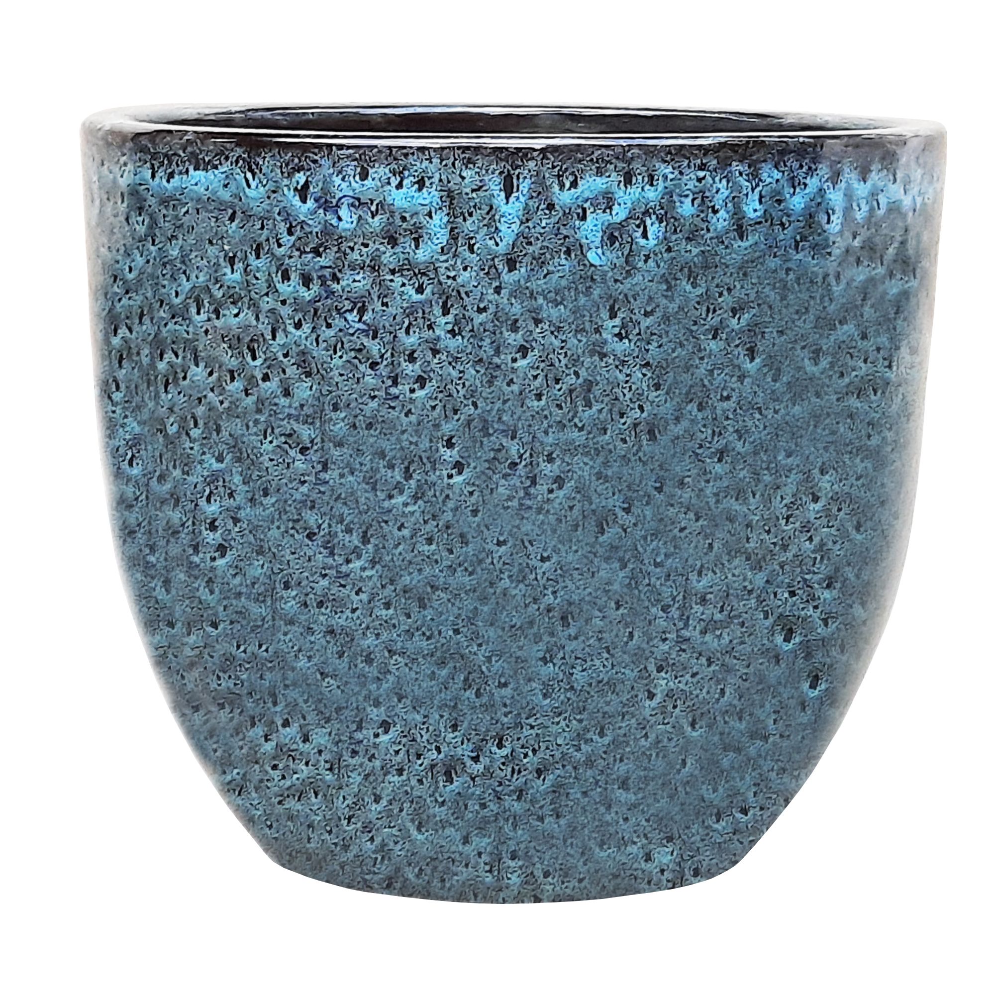 Verve Cère Green Ceramic Reactive Round Plant pot (Dia)20cm | DIY at B&Q