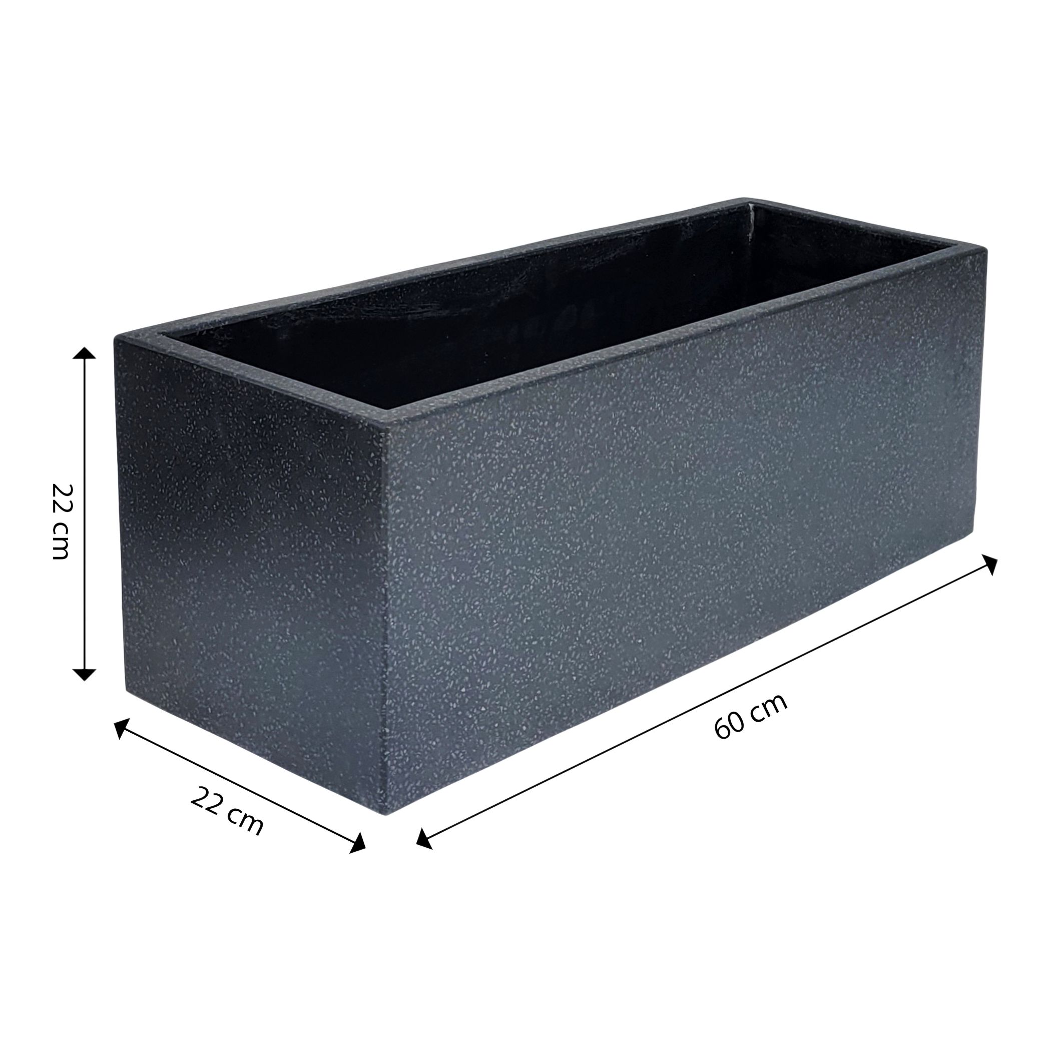 Verve Dark grey Dark grey Rectangular Planter (H)22cm (W)22cm