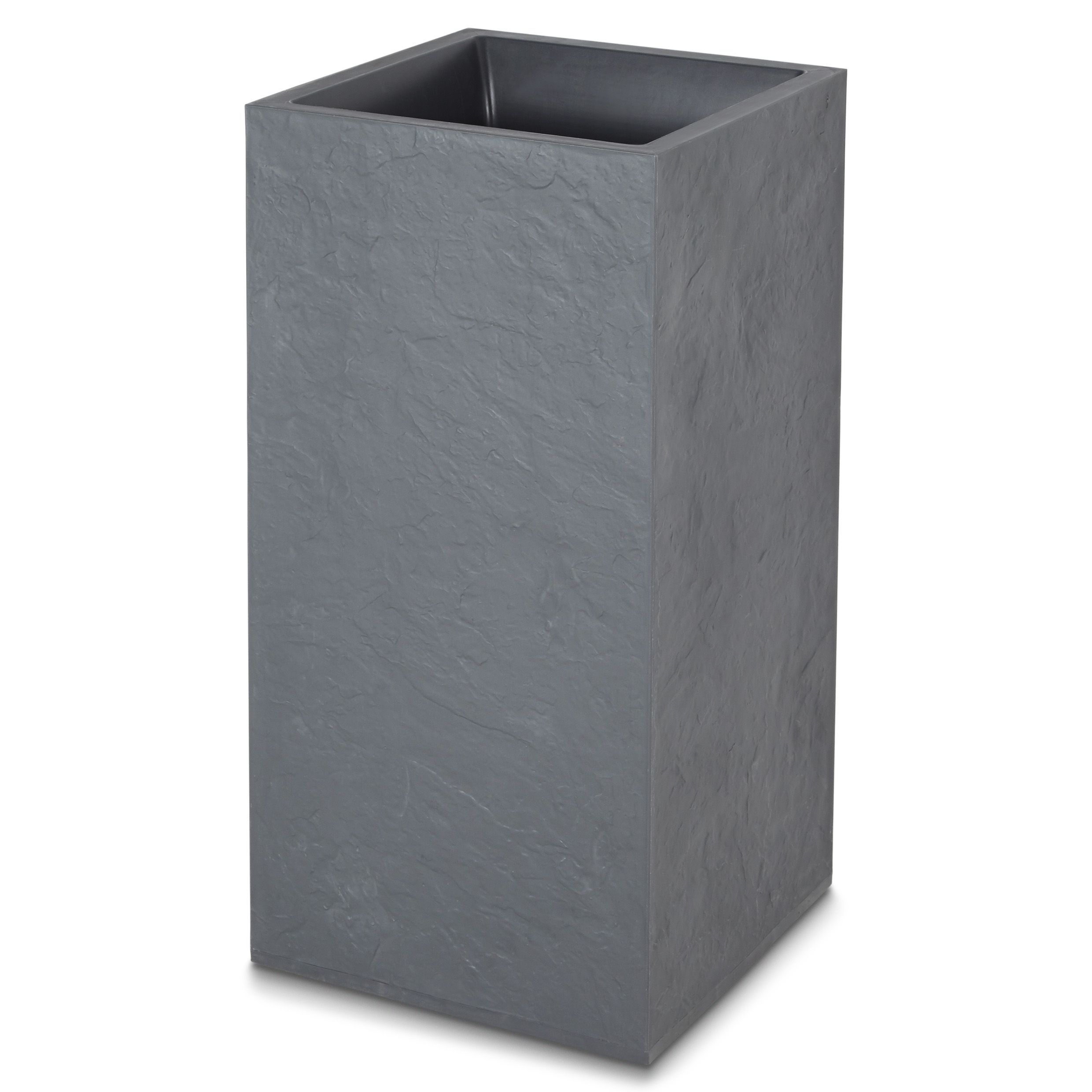 Verve Durdica Matt Dark grey Slate effect Plastic Plant pot (Dia) 39 ...