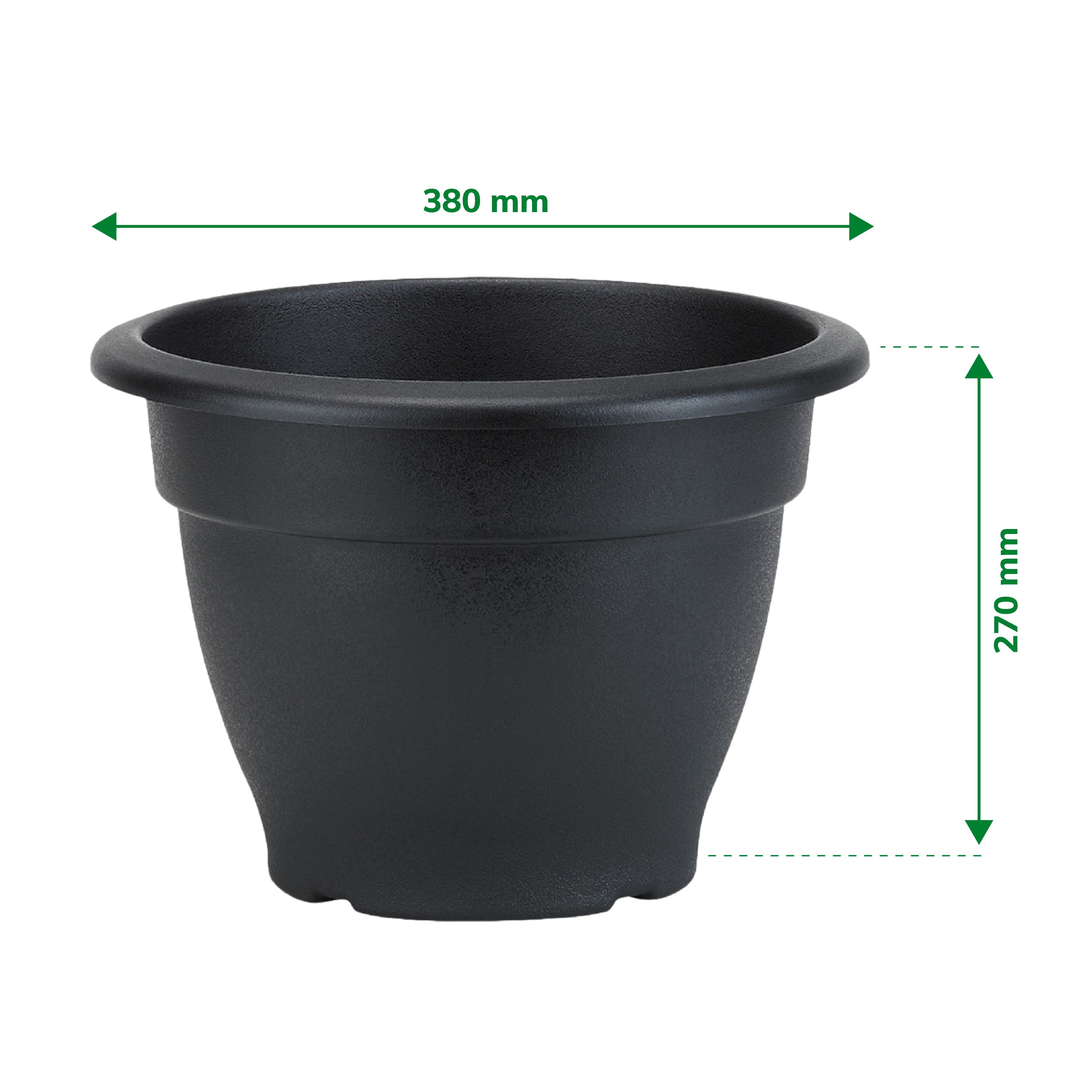 Verve Florus Black Bell Plastic Plant pot (Dia) 38cm, (H)27cm, 20.21L