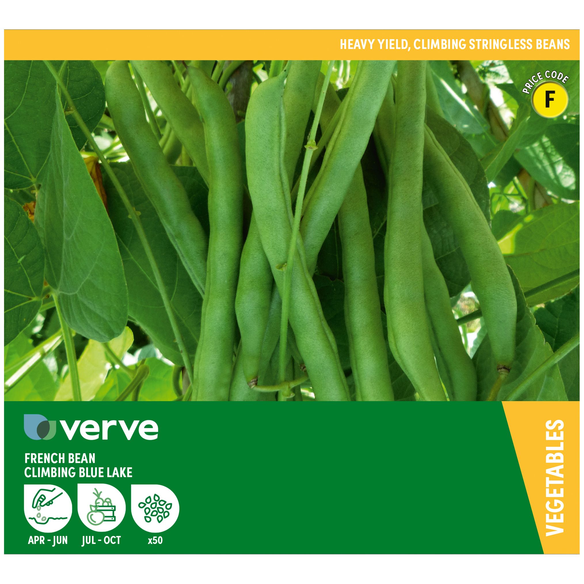 Verve French bean 'Climbing Blue Lake' Vegetable Seeds