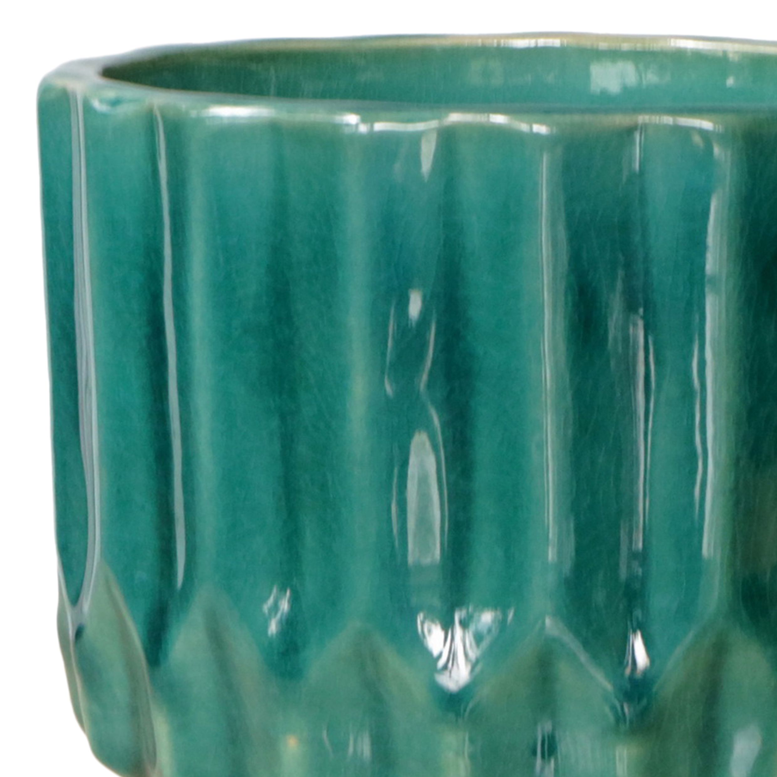 Verve Green Ceramic Plant pot (Dia) 17cm, (H)13cm