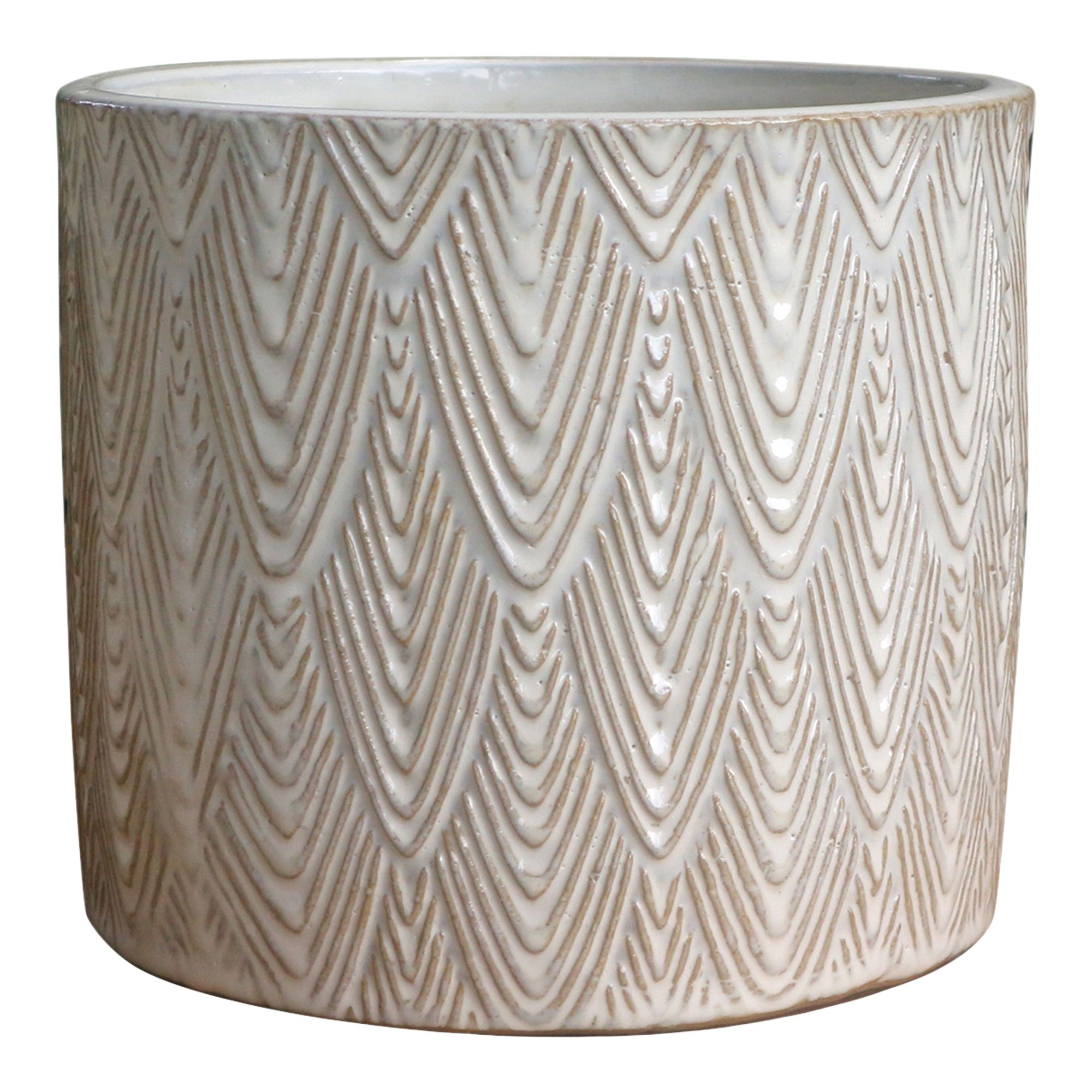 Verve Green Ceramic Plant pot (Dia) 20cm, (H)17cm