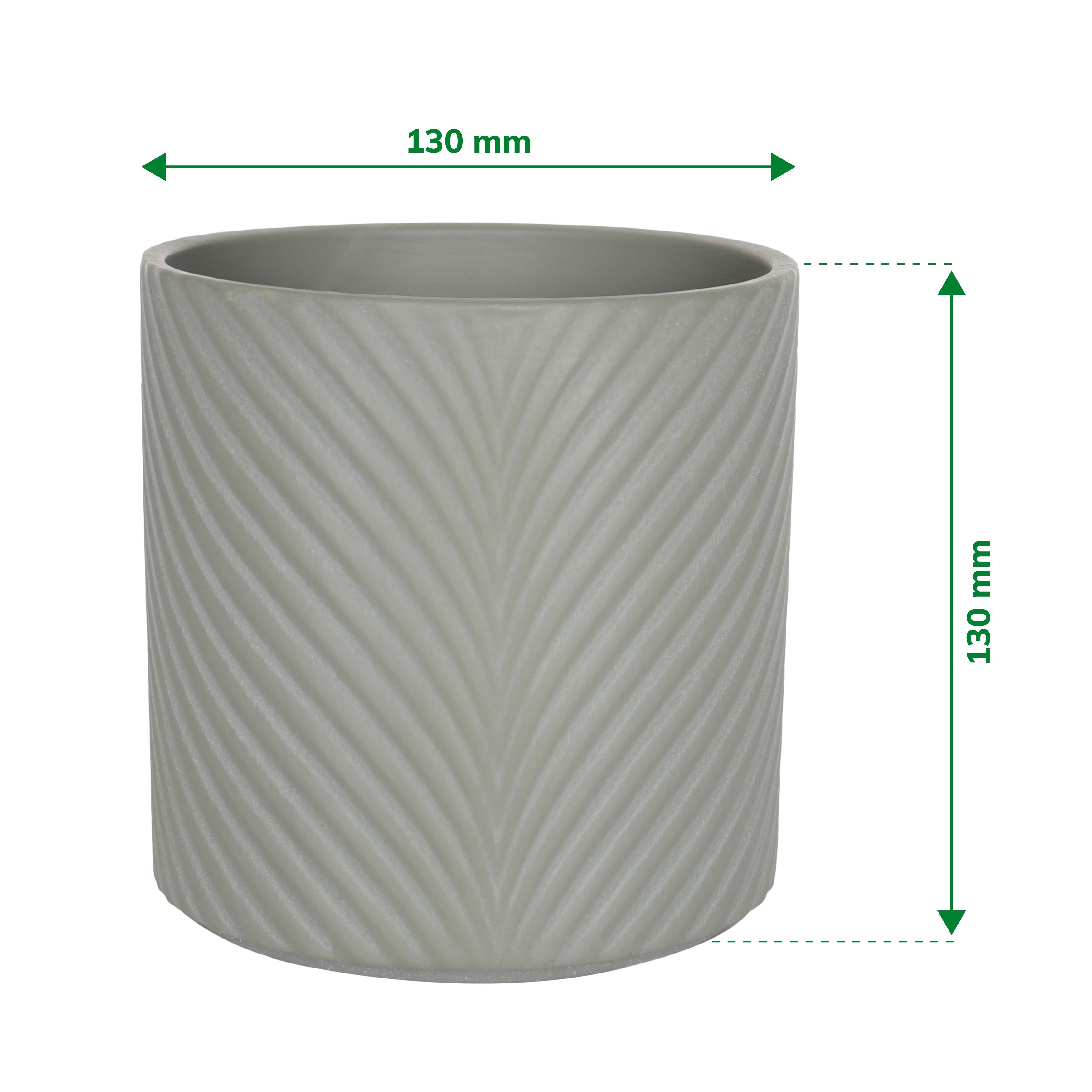 Verve Green Wave Ceramic Plant pot (Dia) 13cm, (H)13cm