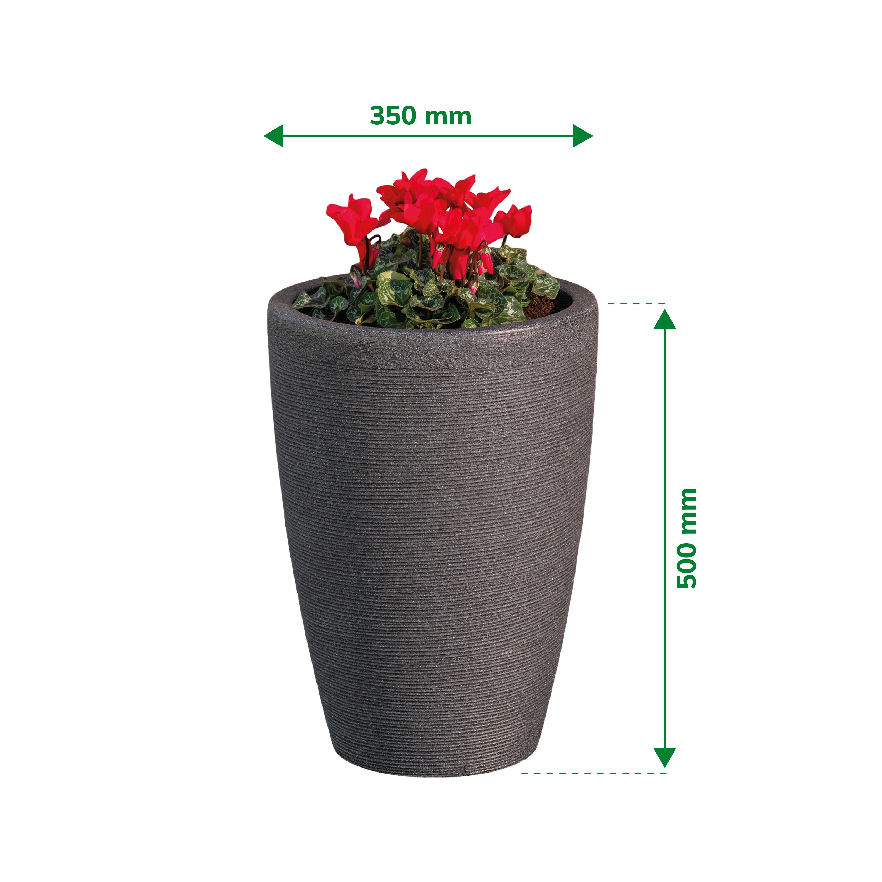 Verve Grey Stone effect Tall Ridged Planter Plastic Plant pot (Dia ...
