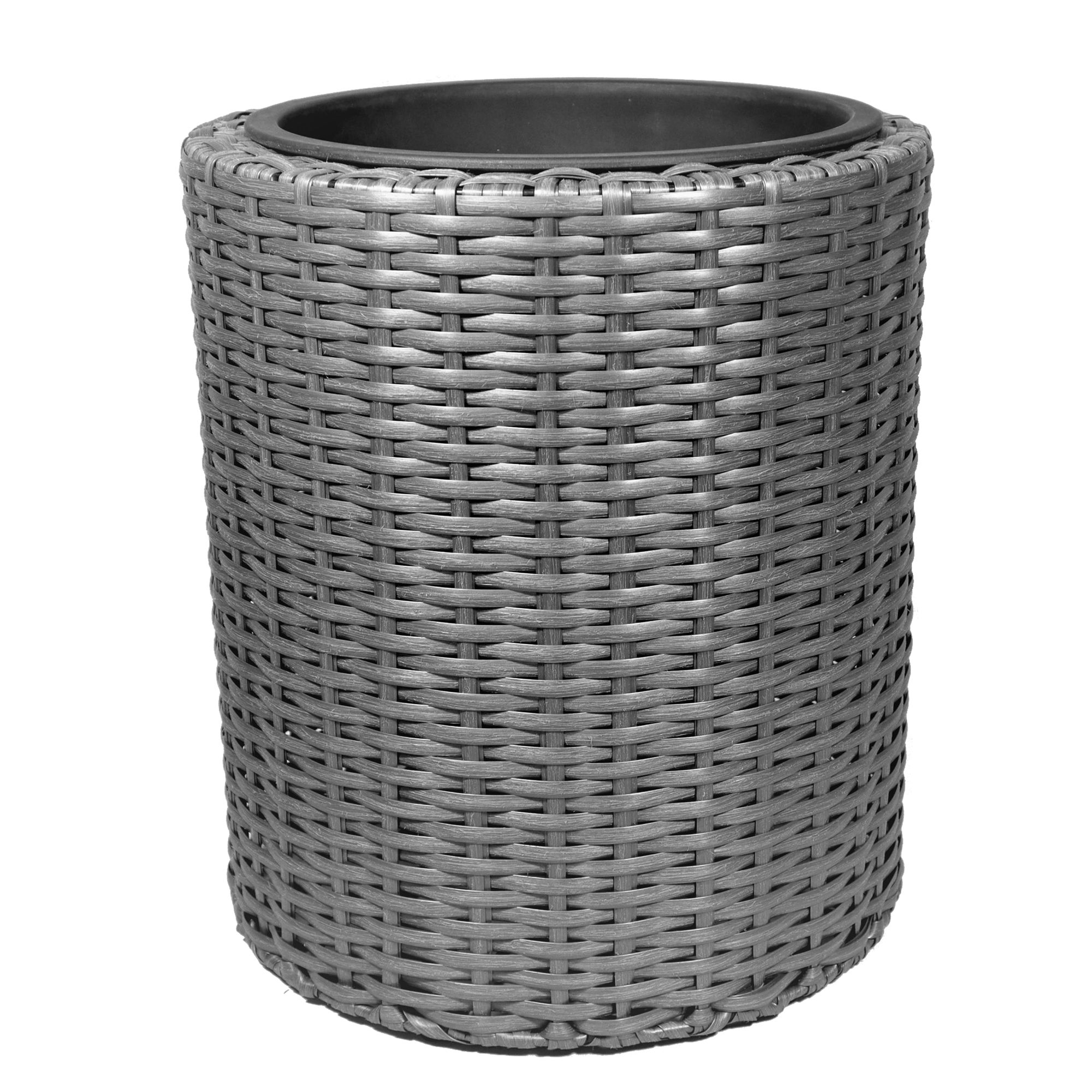 Verve IRAKLIA Grey Rattan effect Polyethylene (PE) Plant pot (Dia) 35cm ...