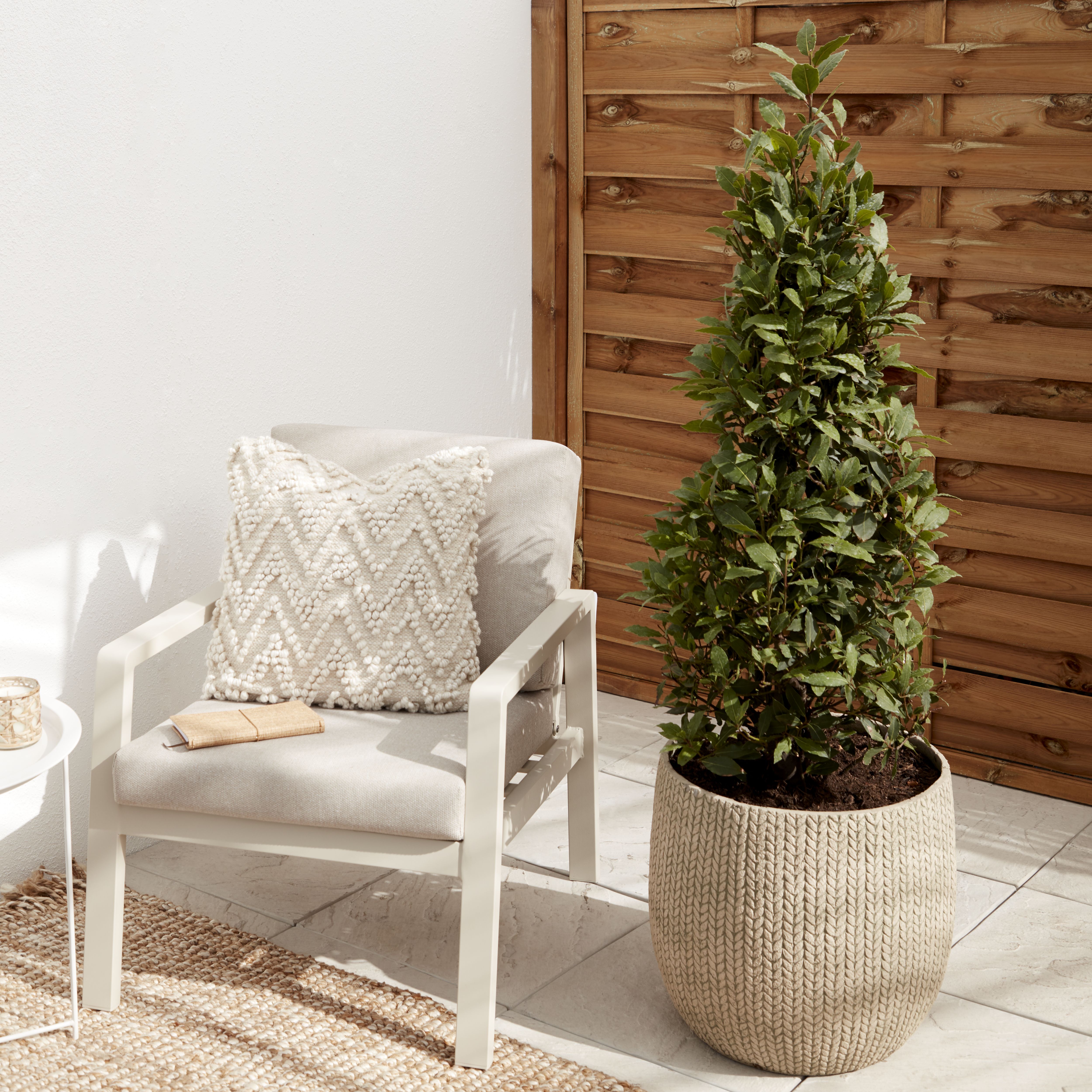 Verve Kulun Beige Knitted effect Fibreclay Plant pot (Dia) 46cm, (H ...