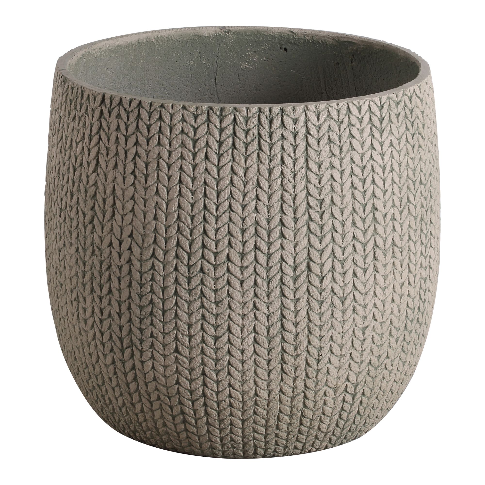 Verve Kulun Beige Knitted effect Fibreclay Round Plant pot (Dia)46cm ...
