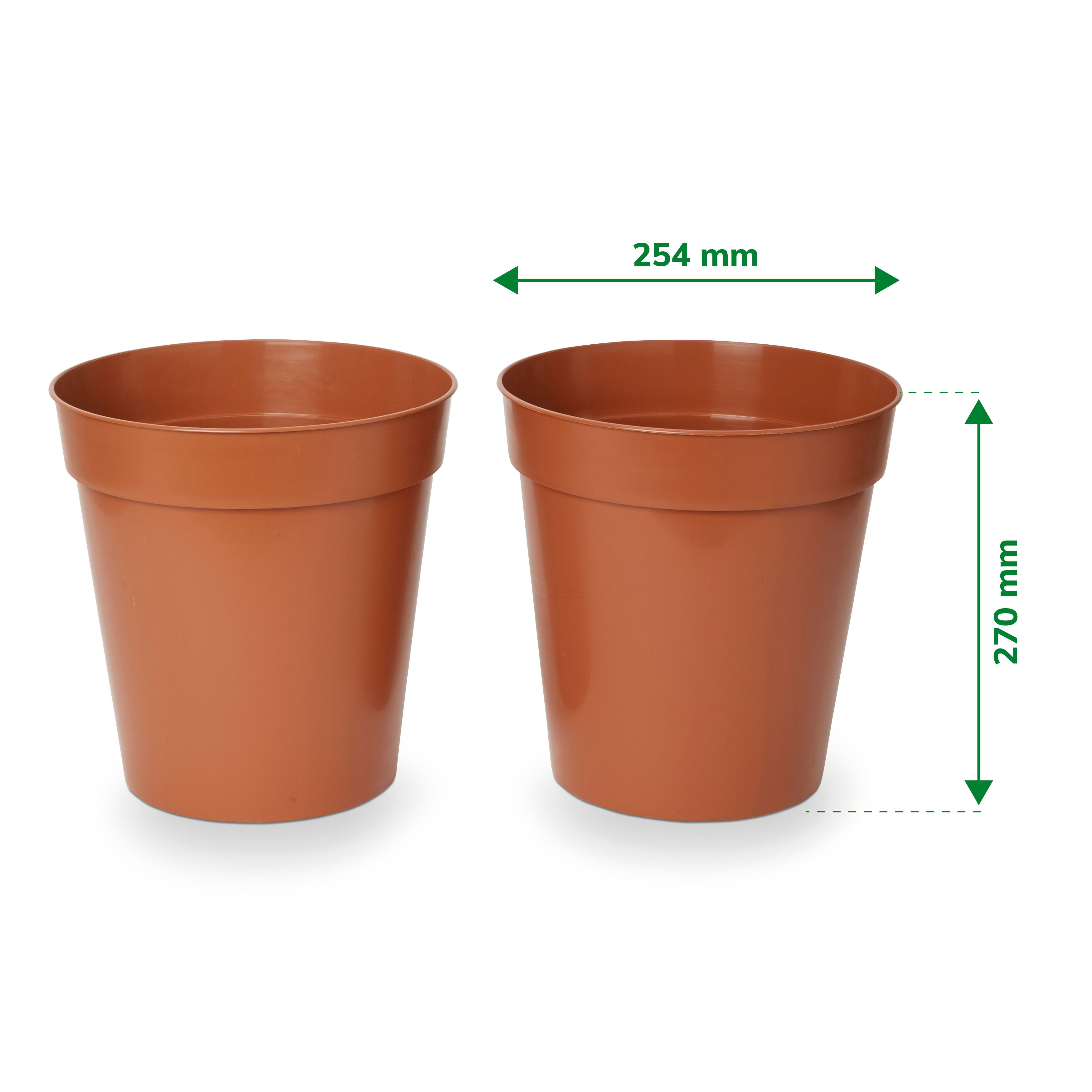 Verve Lei Terracotta Plastic Grow pot (Dia) 25.4cm, (H)27cm, Pack of 2 ...