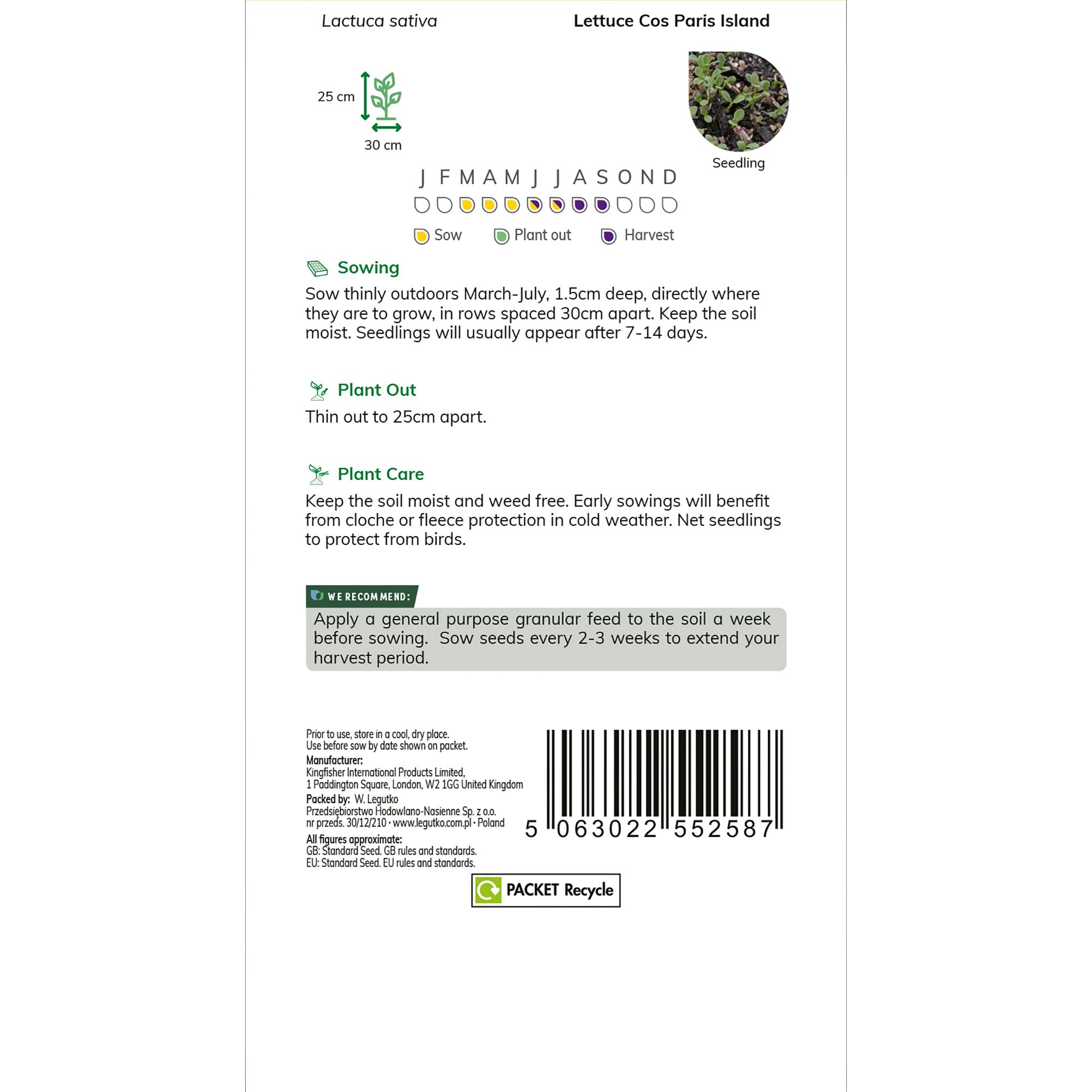 Verve Lettuce 'Cos Paris Island' Vegetable Seeds