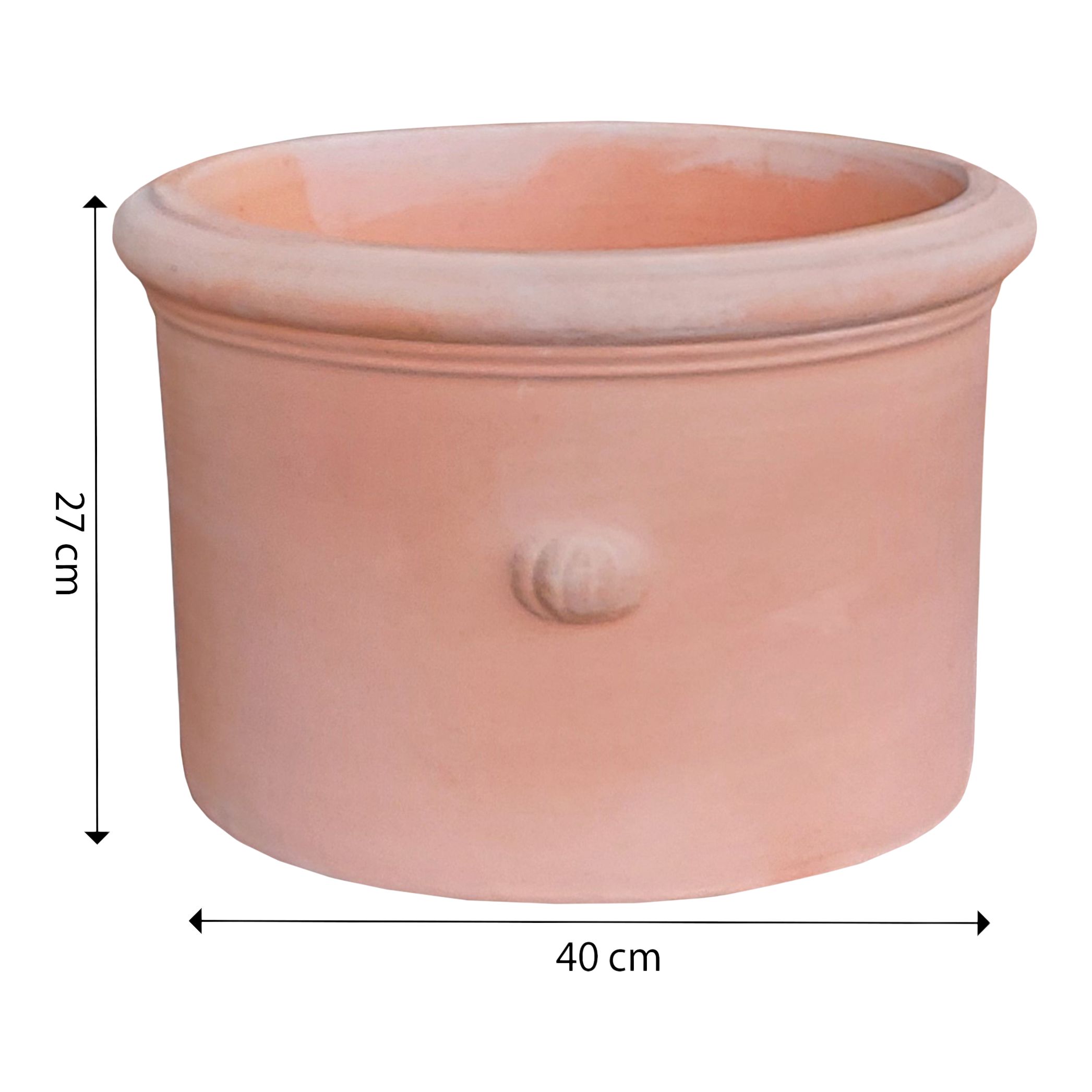 Verve Mali Matt White washed Terracotta Plant pot (Dia) 40cm, (H)27cm, 28L