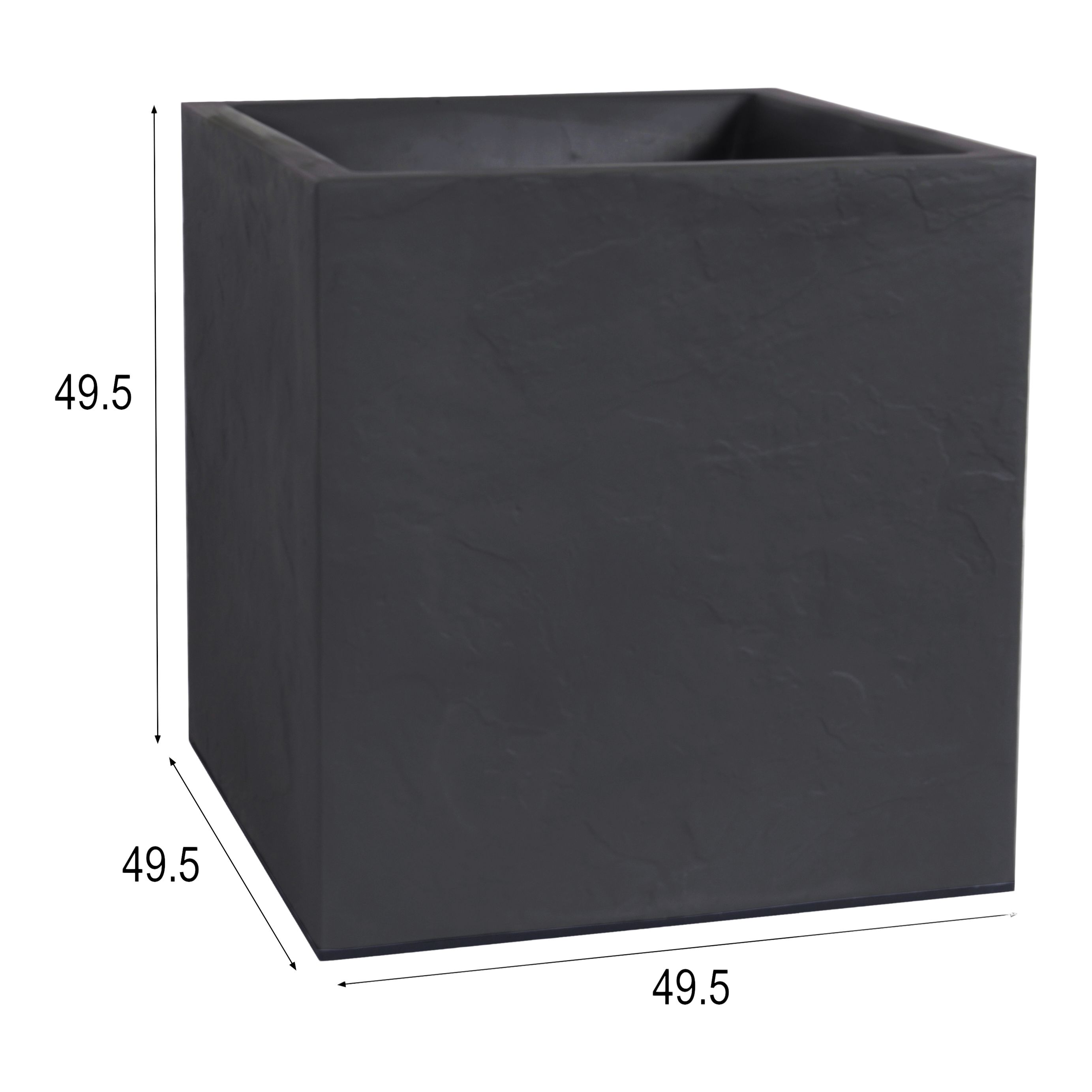 Verve Matt Dark grey Slate effect Plastic Plant pot (Dia) 39.5cm, (H)43 ...