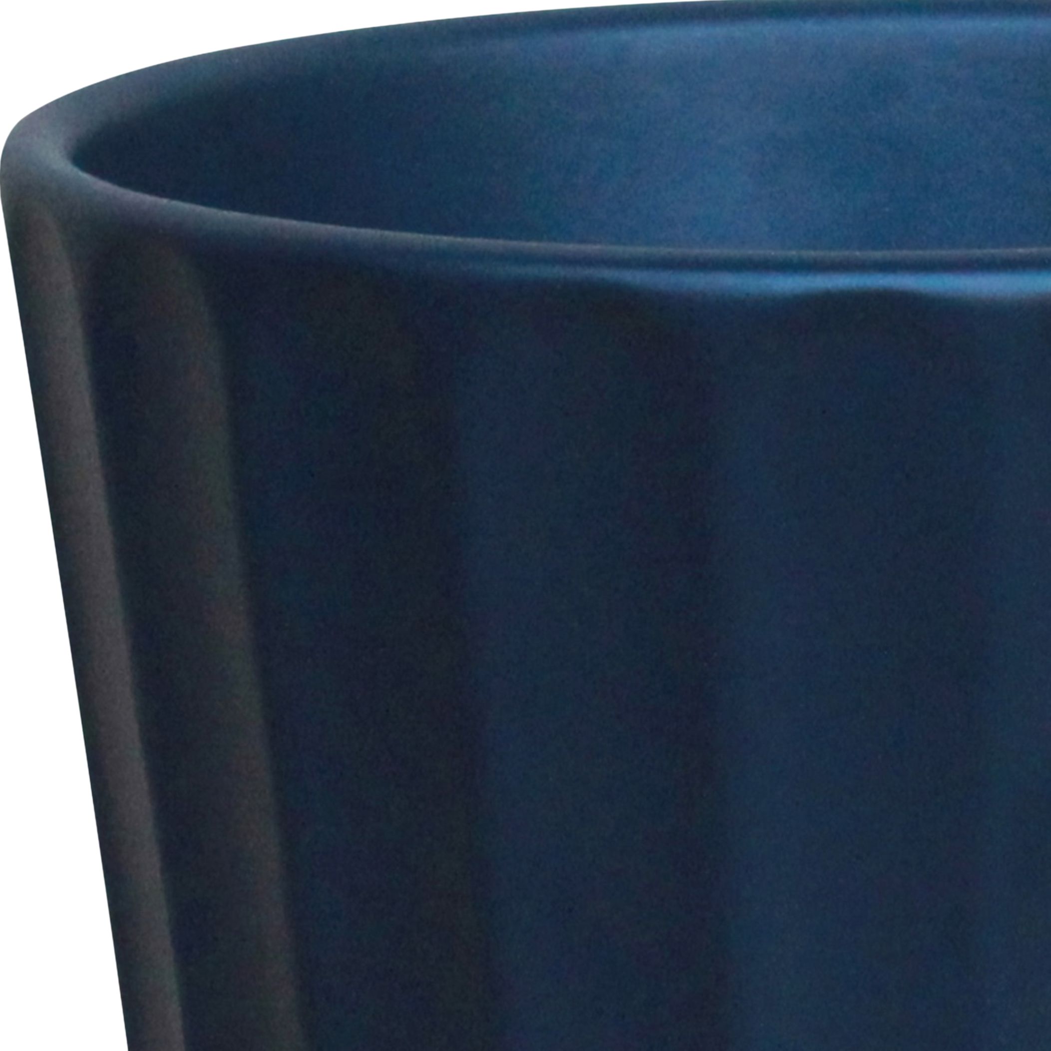 Verve Midnight Navy Ribbed Clay Plant pot (Dia) 14.5cm, (H)13cm