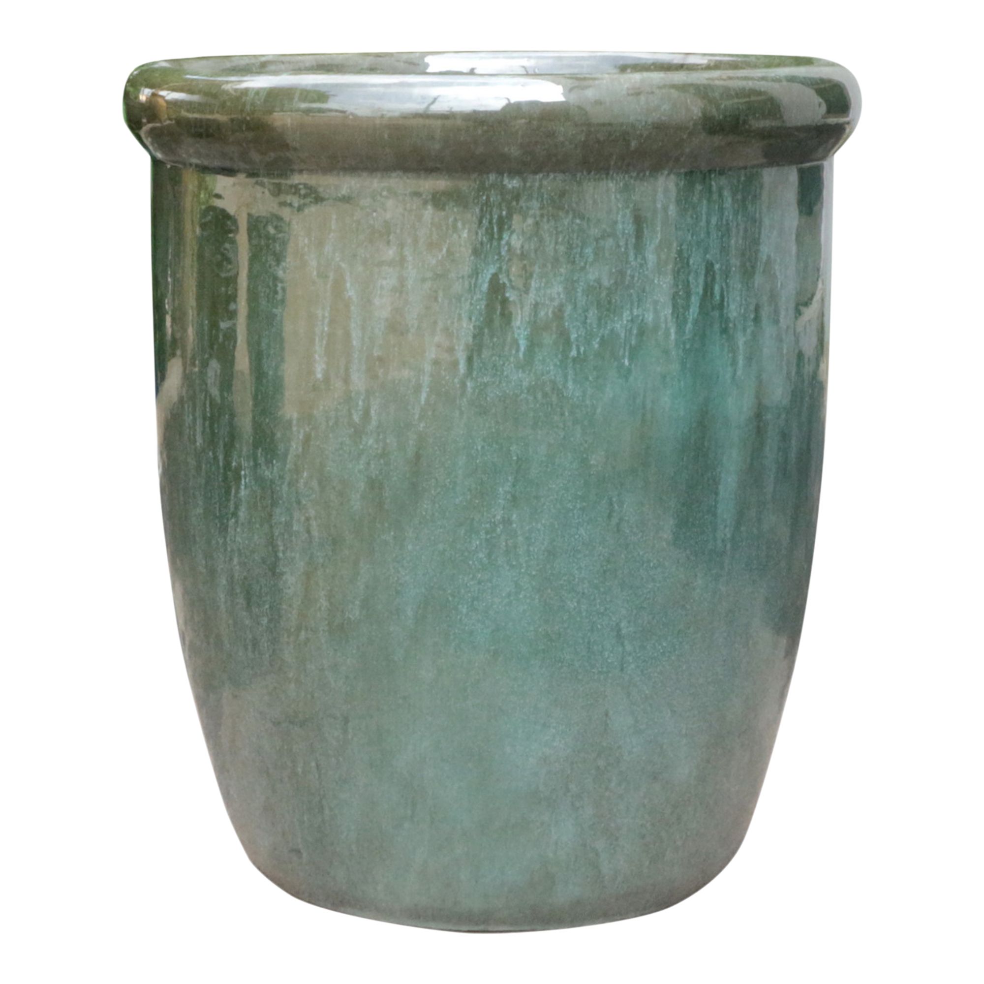 Verve Moss Green Clay Glazed Plant pot (Dia) 40cm, (H)44cm