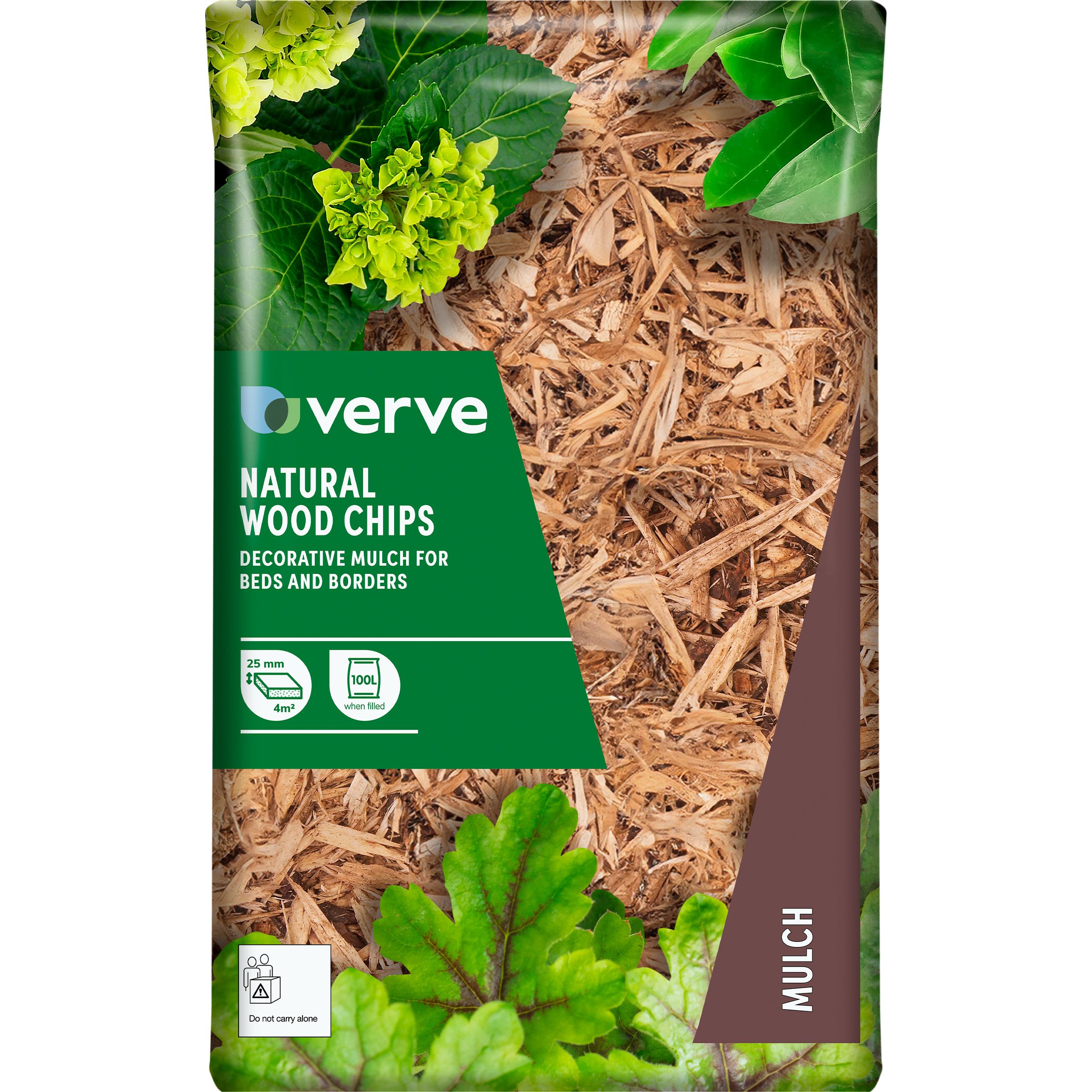 Verve Natural Woodchip mulch 100L Bag