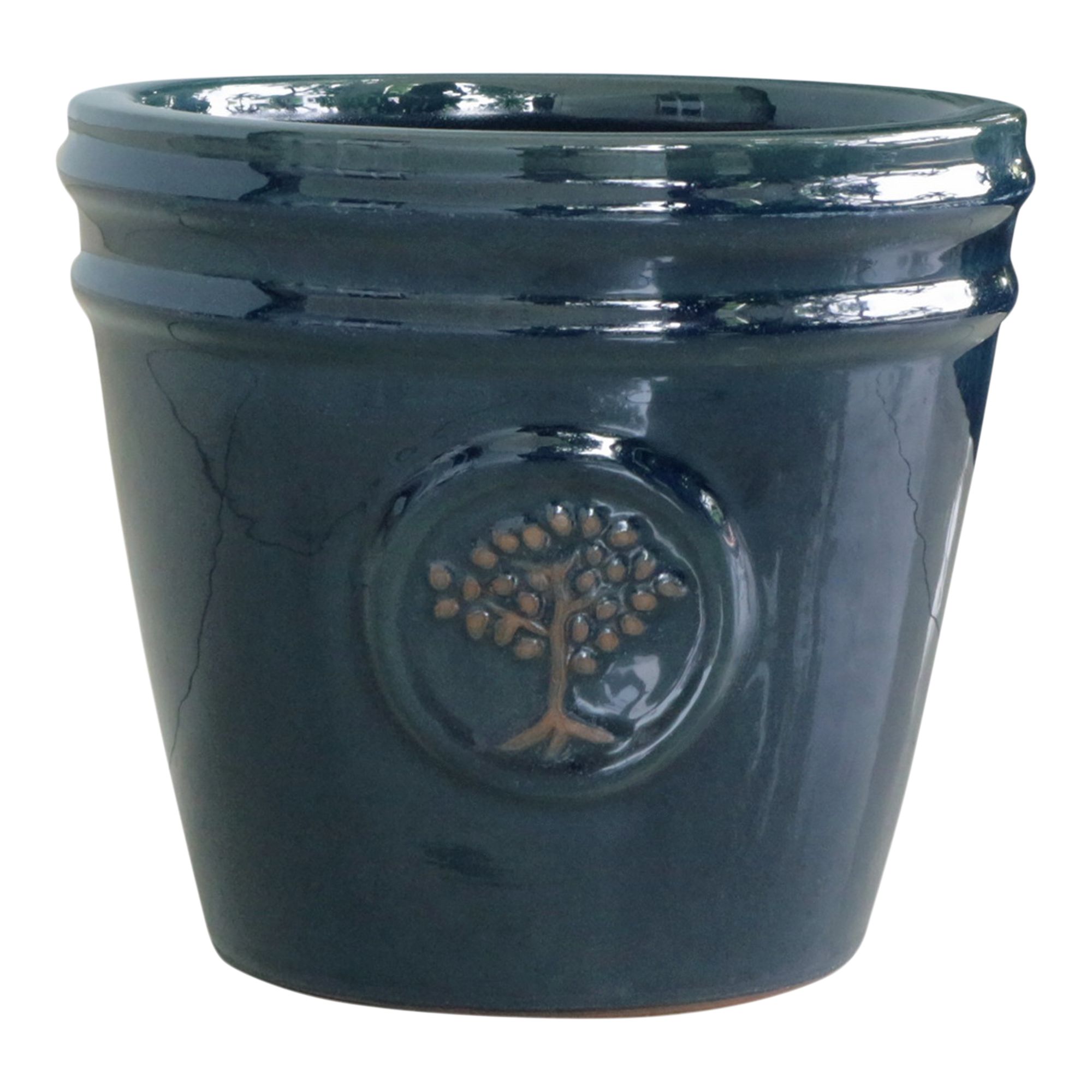 Verve Navy Ceramic Plant pot (Dia) 20cm, (H)18cm, 3L