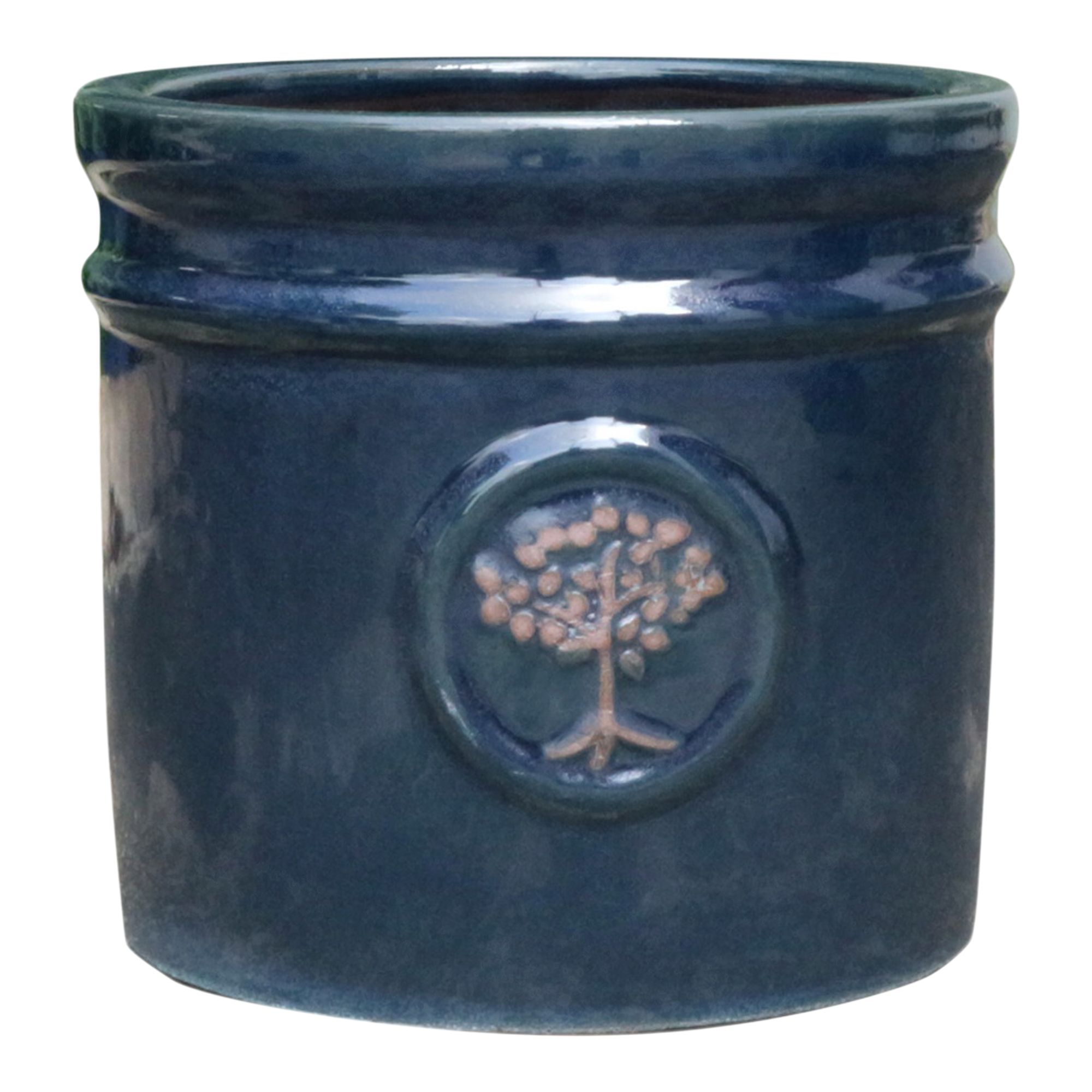 Verve Navy Ceramic Plant pot (Dia) 20cm, (H)19cm, 4L