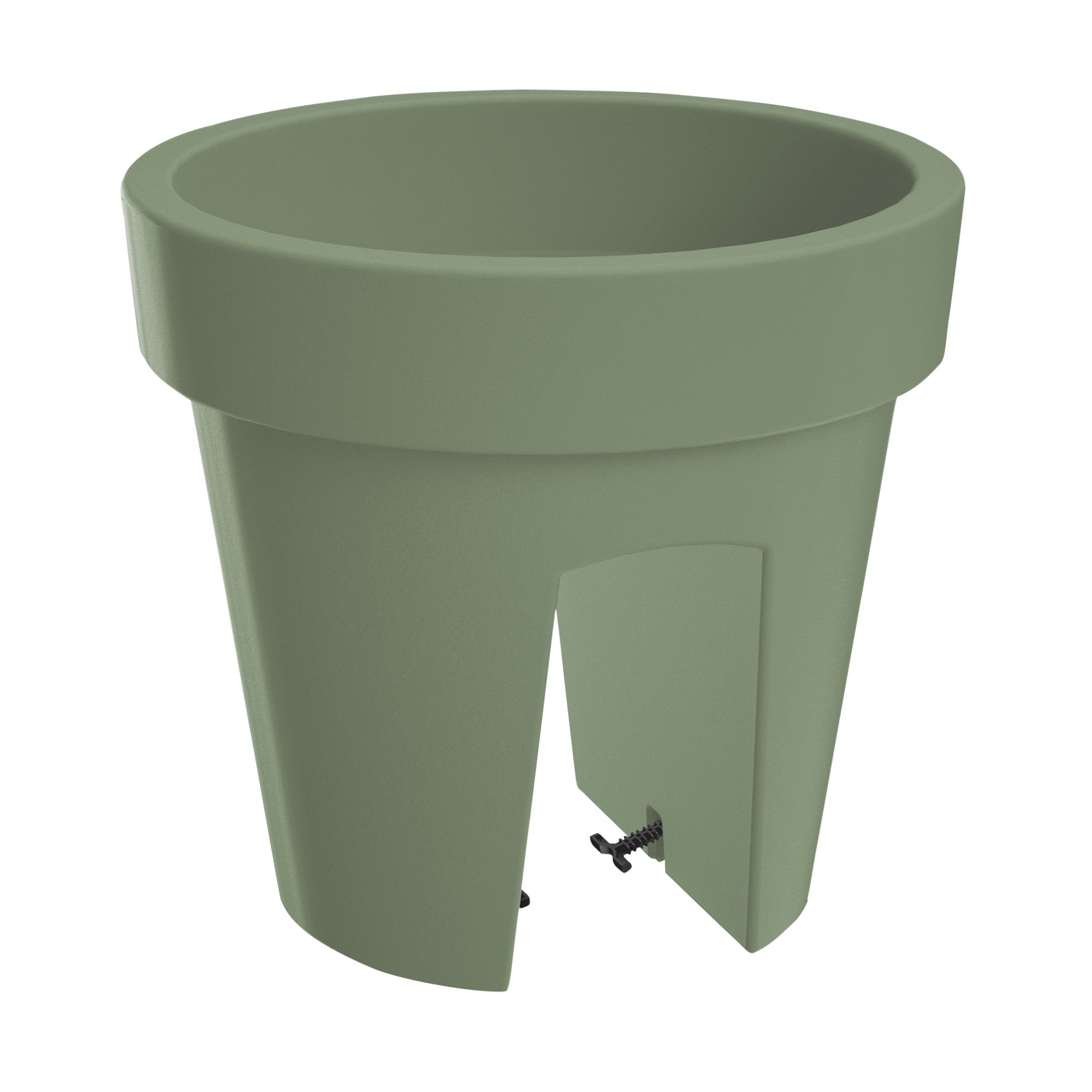 Verve Nurgul Matt Deep lichen green Polypropylene Railing plant pot ...