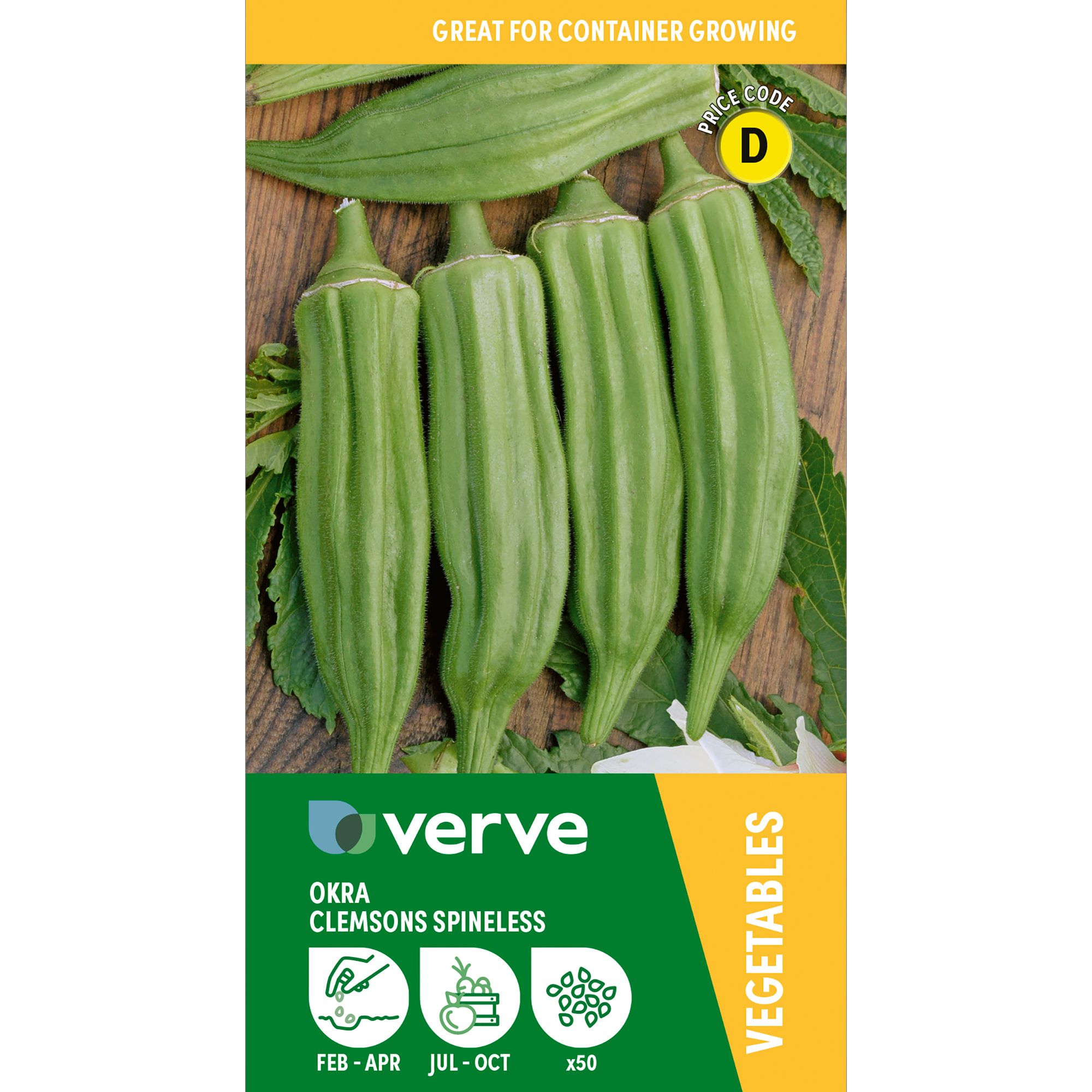 Verve Okra 'Clemsons Spineless' Vegetable Seeds