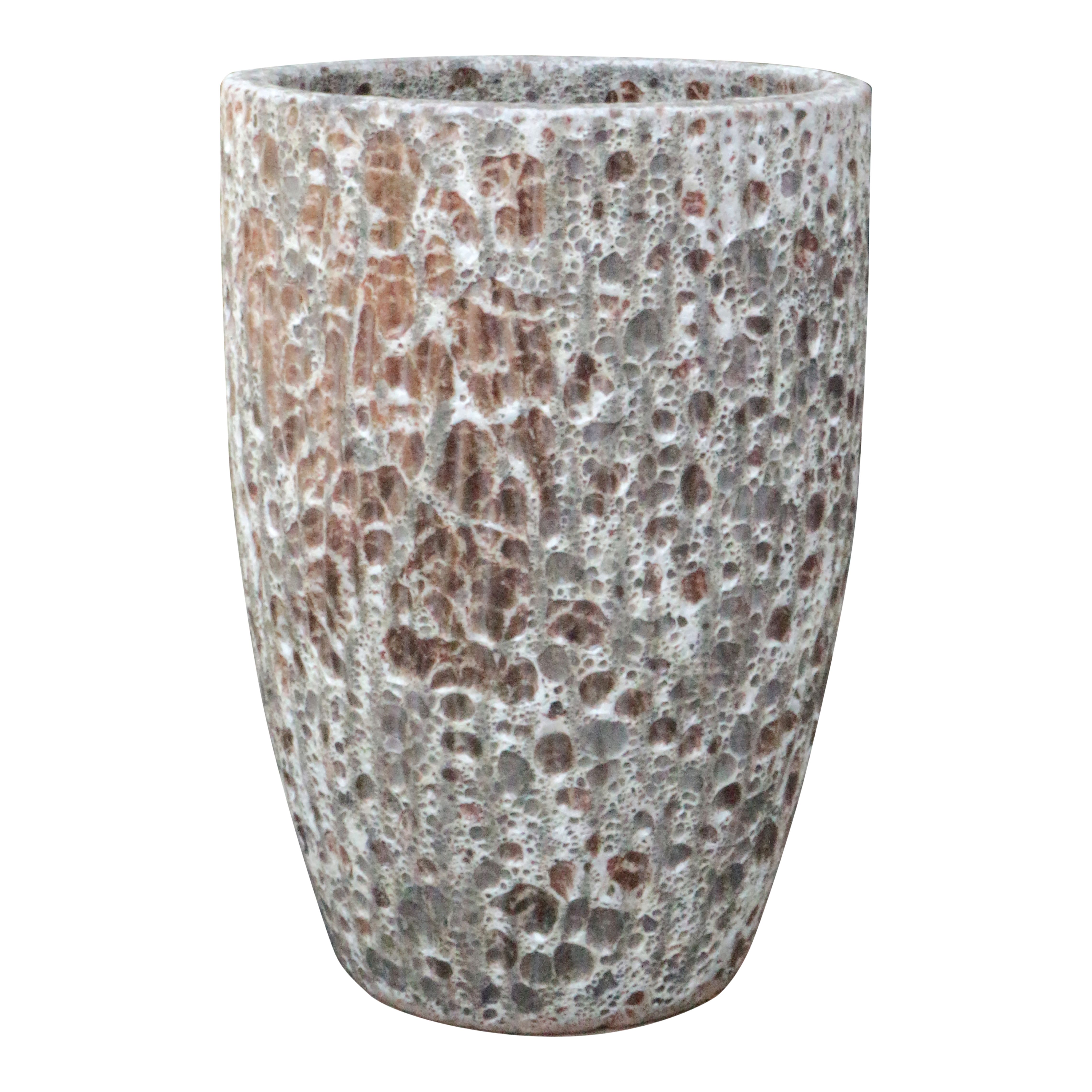 Verve Painted Brown Volcanic Ceramic Plant pot (Dia) 34cm, (H)47cm, 29L