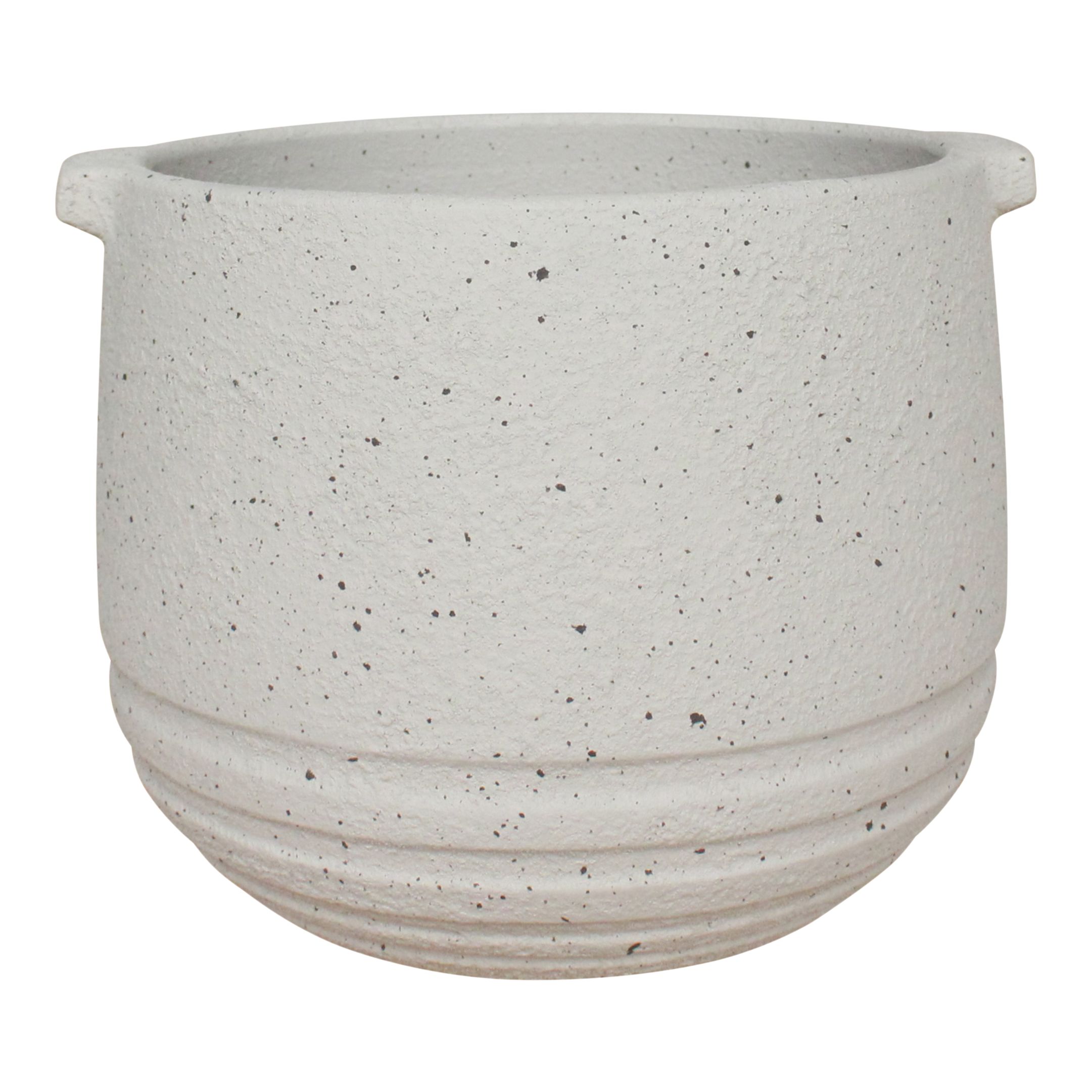 Verve Painted Cream Clay Plant pot (Dia) 20cm, (H)17cm
