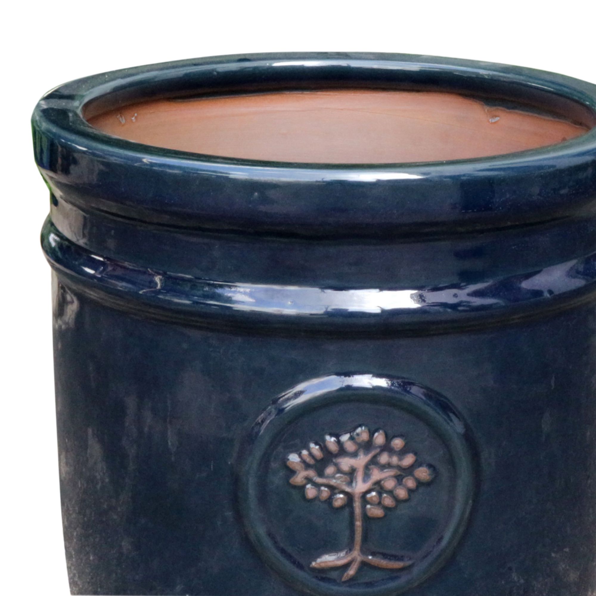 Verve Painted Navy Ceramic Plant pot (Dia) 30cm, (H)26cm