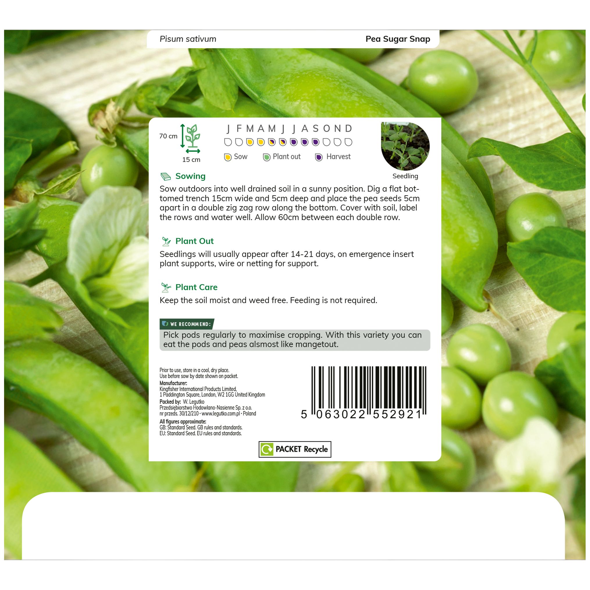 Verve Pea 'Sugar Snap' Vegetable Seeds