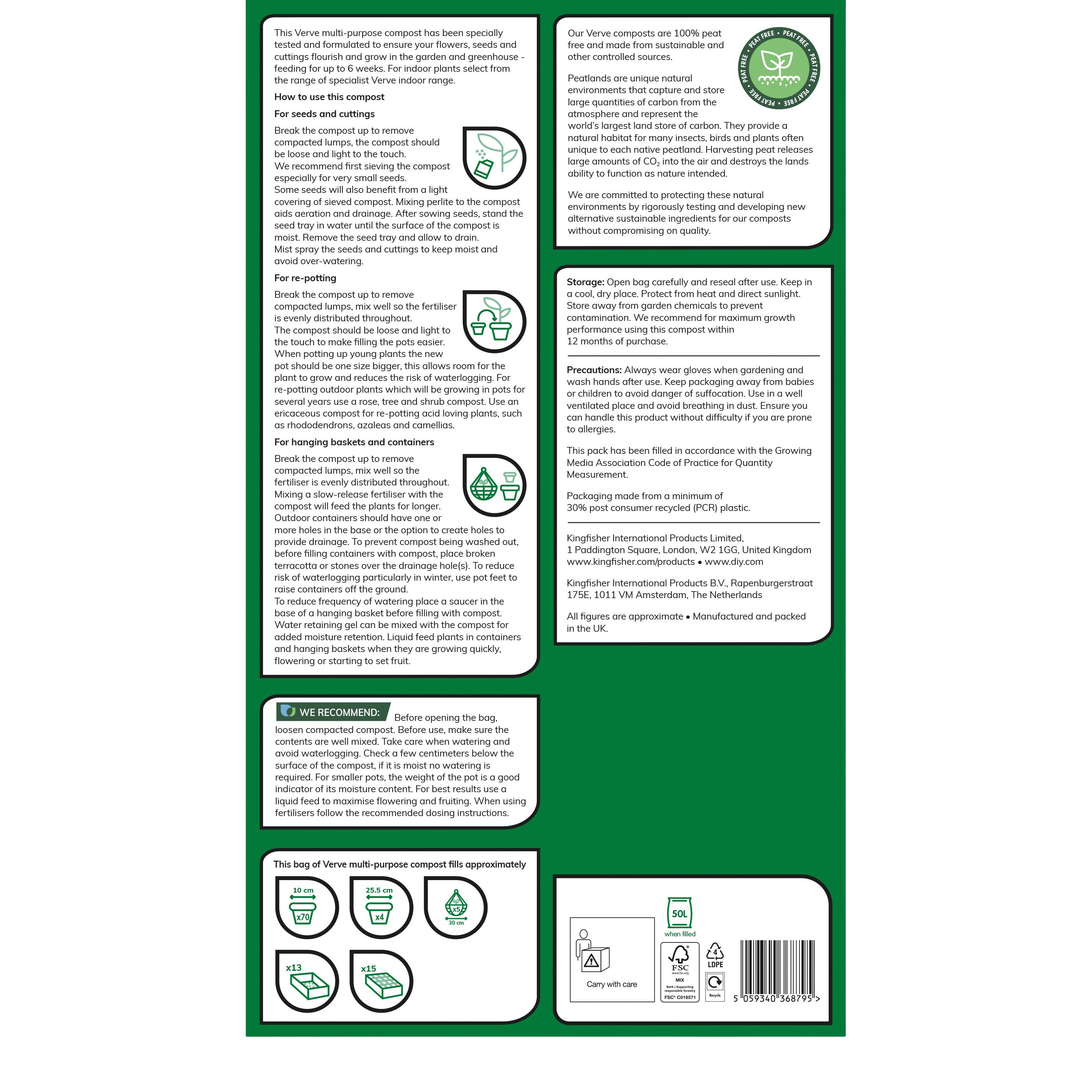 Verve Peat-free Multi-purpose Compost 50L | DIY at B&Q