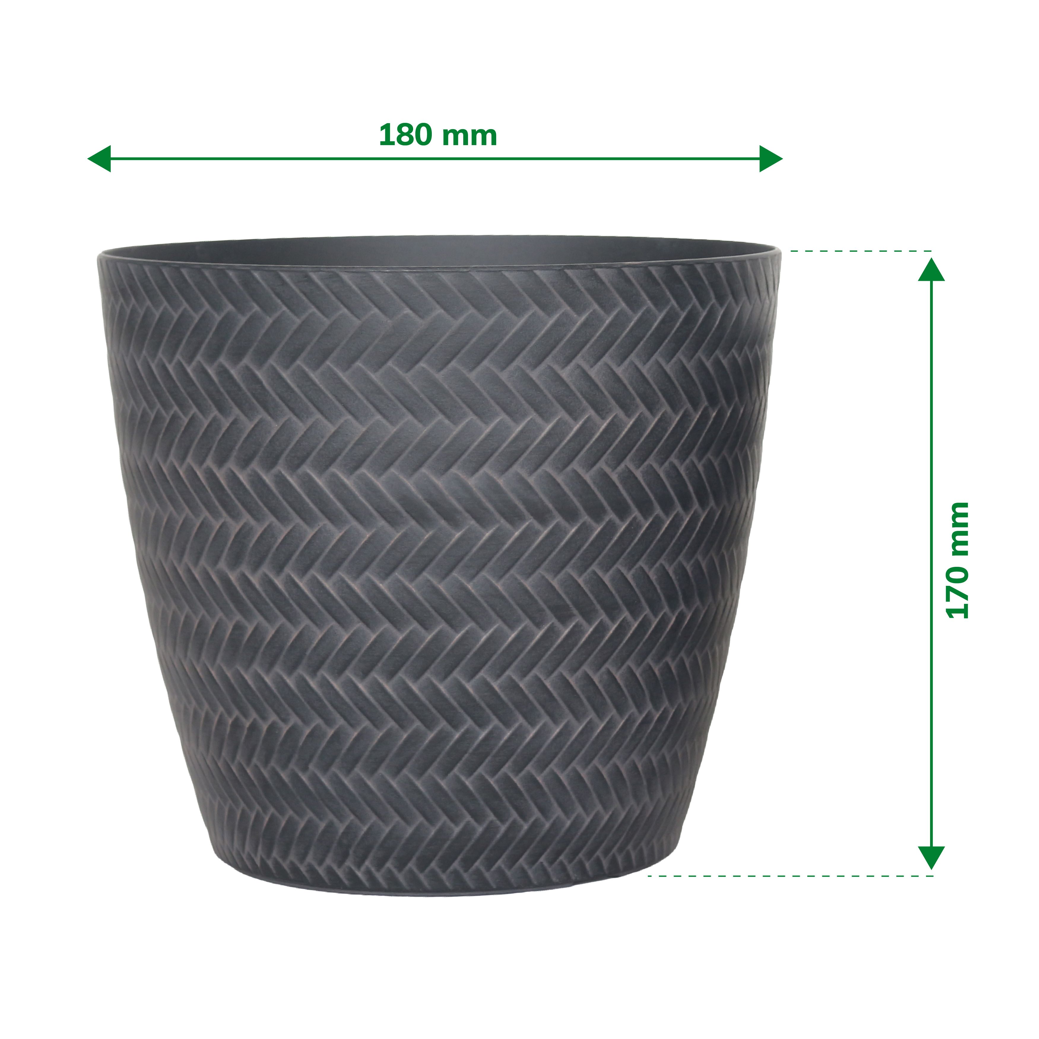 Verve Rattan effect Black Recycled plastic Plant pot (Dia) 18cm, (H)17cm
