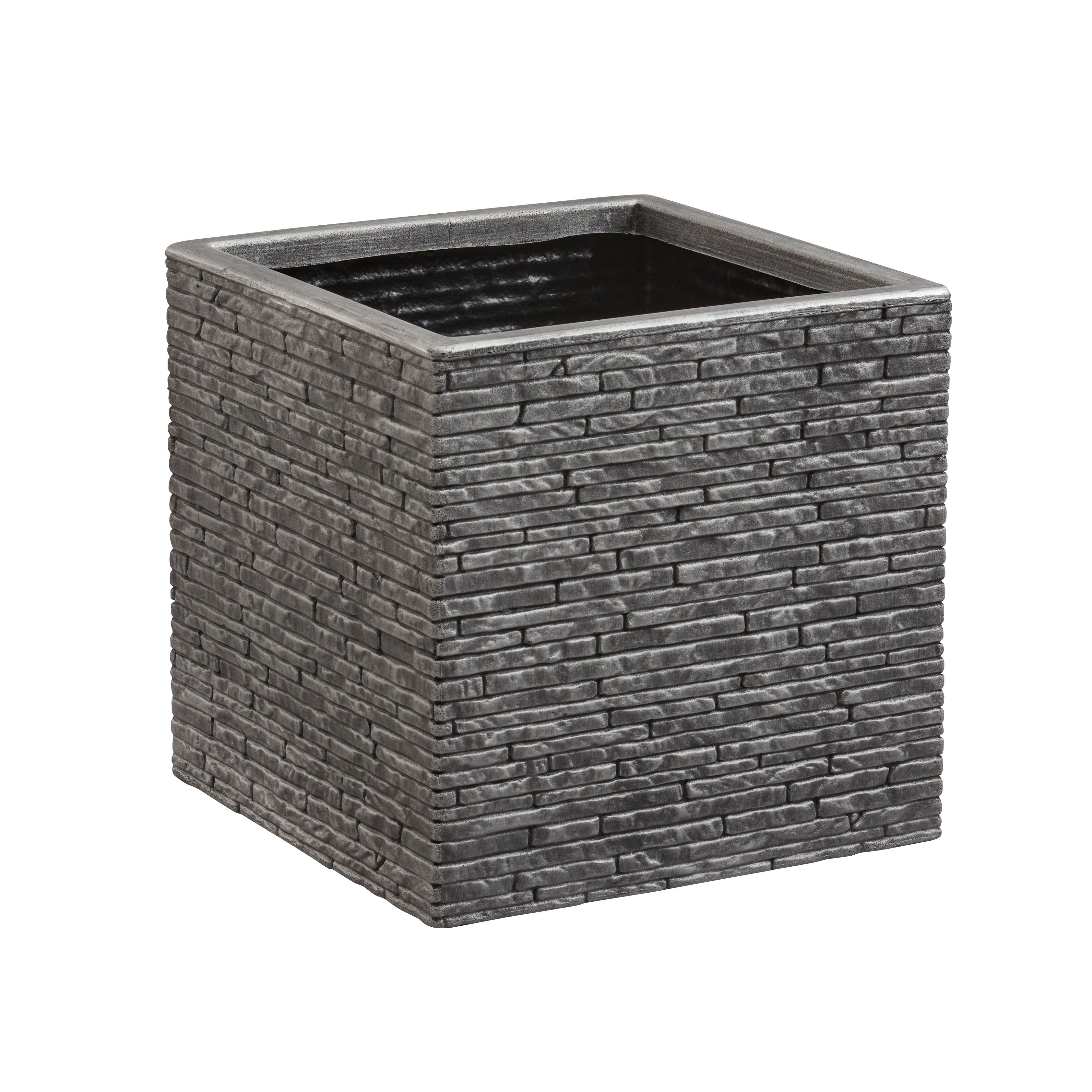 Verve Sinni 28L Grey Square Planter (H)30cm (W)32cm (D)32cm