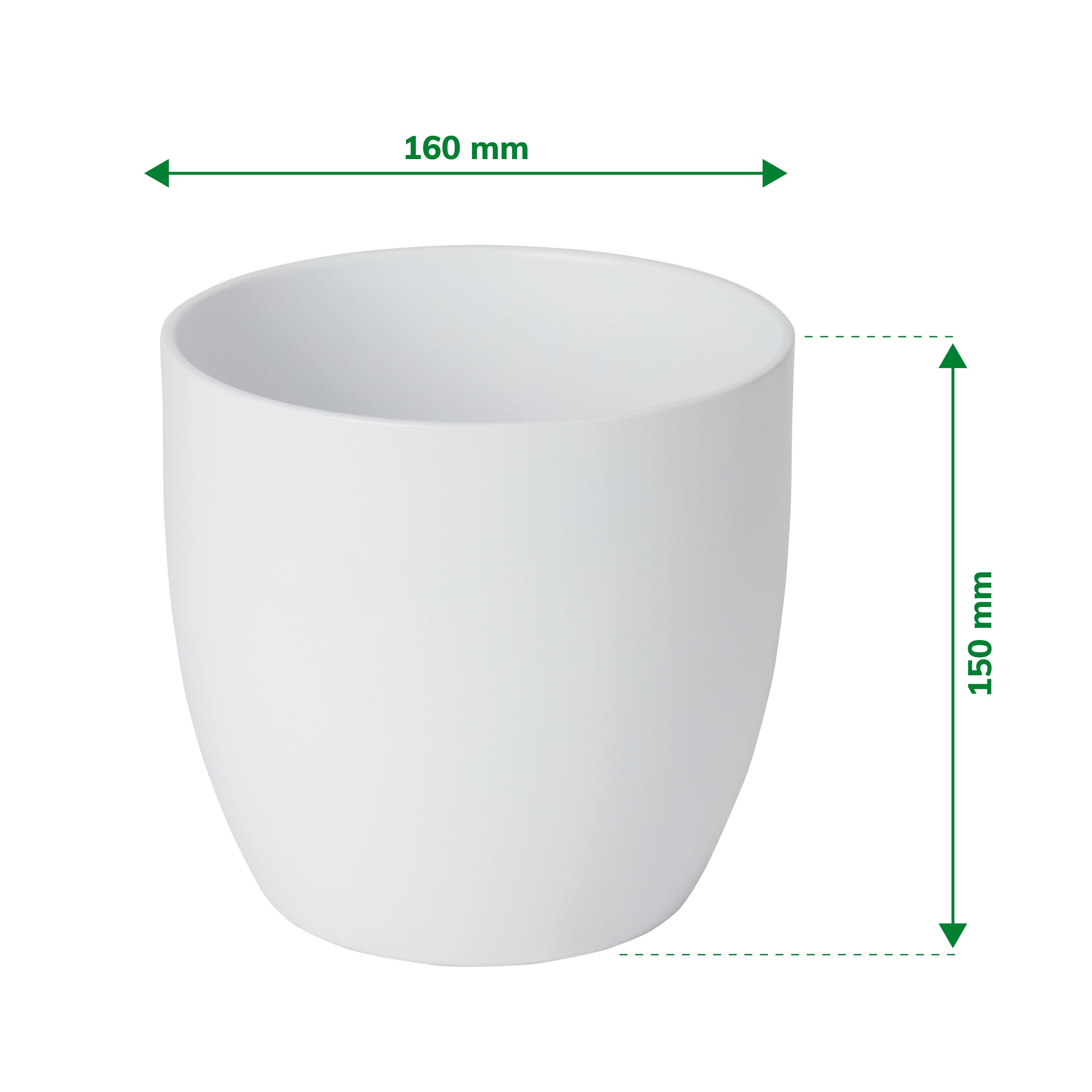 Verve White Ceramic Plant pot (Dia) 16cm, (H)15cm, 2.1L