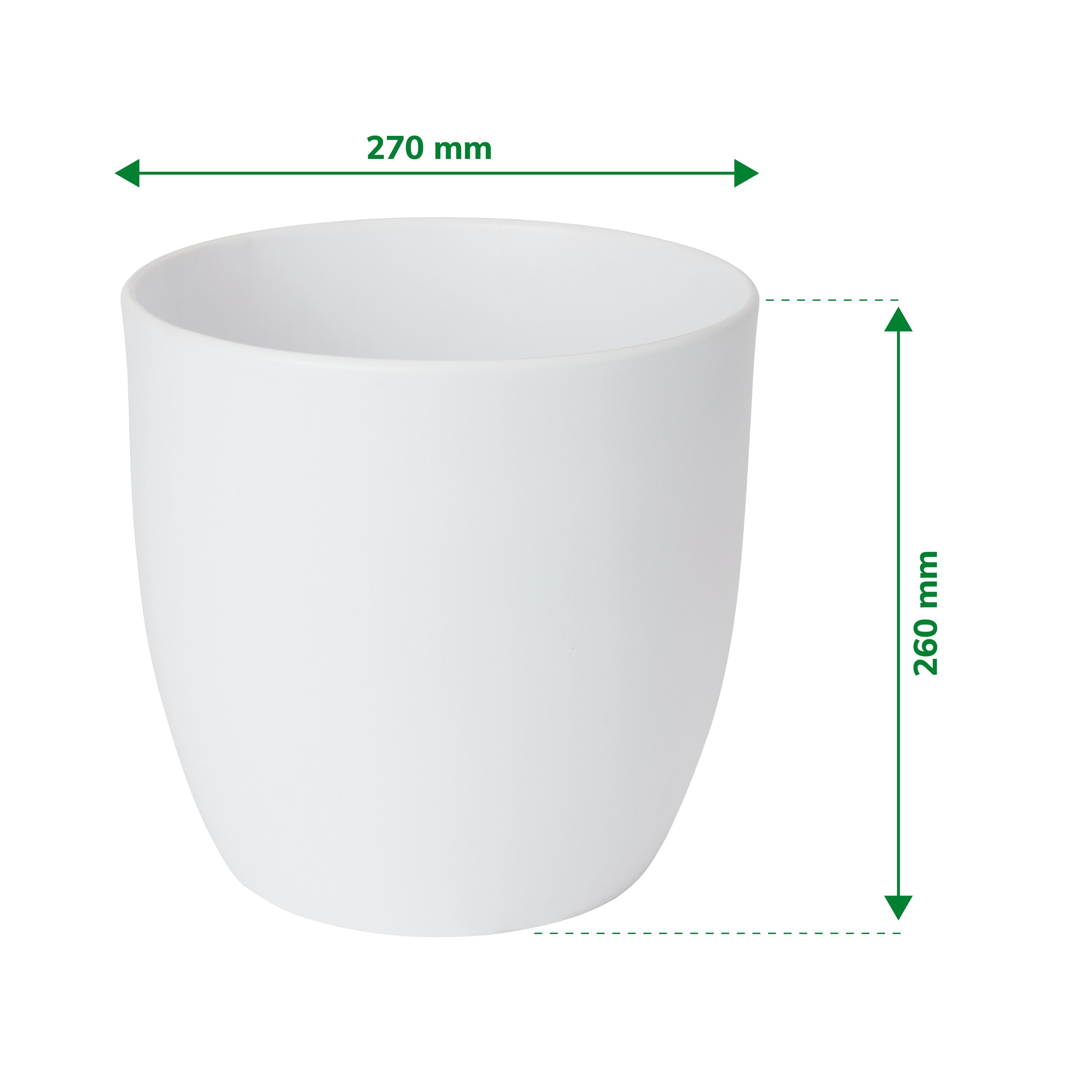 VERVE WHITE CERAMIC PLANT POT (DIA) 27CM, (H)26CM, 11L
