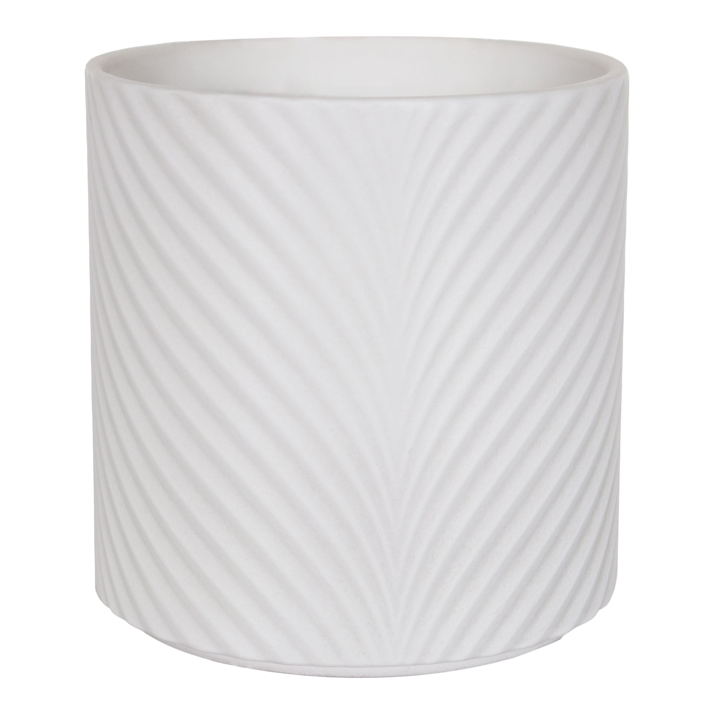 Verve White Wave Ceramic Plant pot (Dia) 13cm, (H)13cm