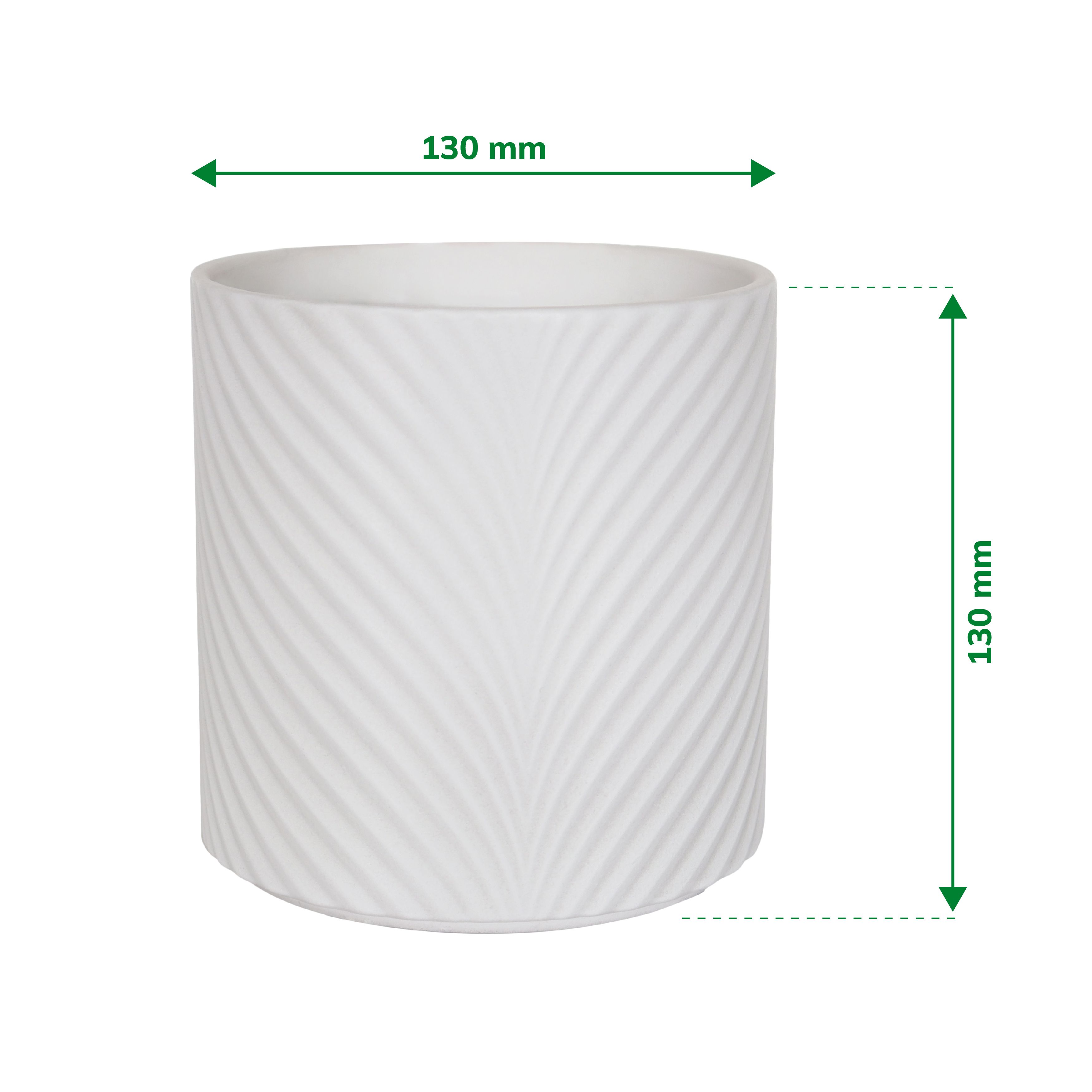 Verve White Wave Ceramic Plant pot (Dia) 13cm, (H)13cm