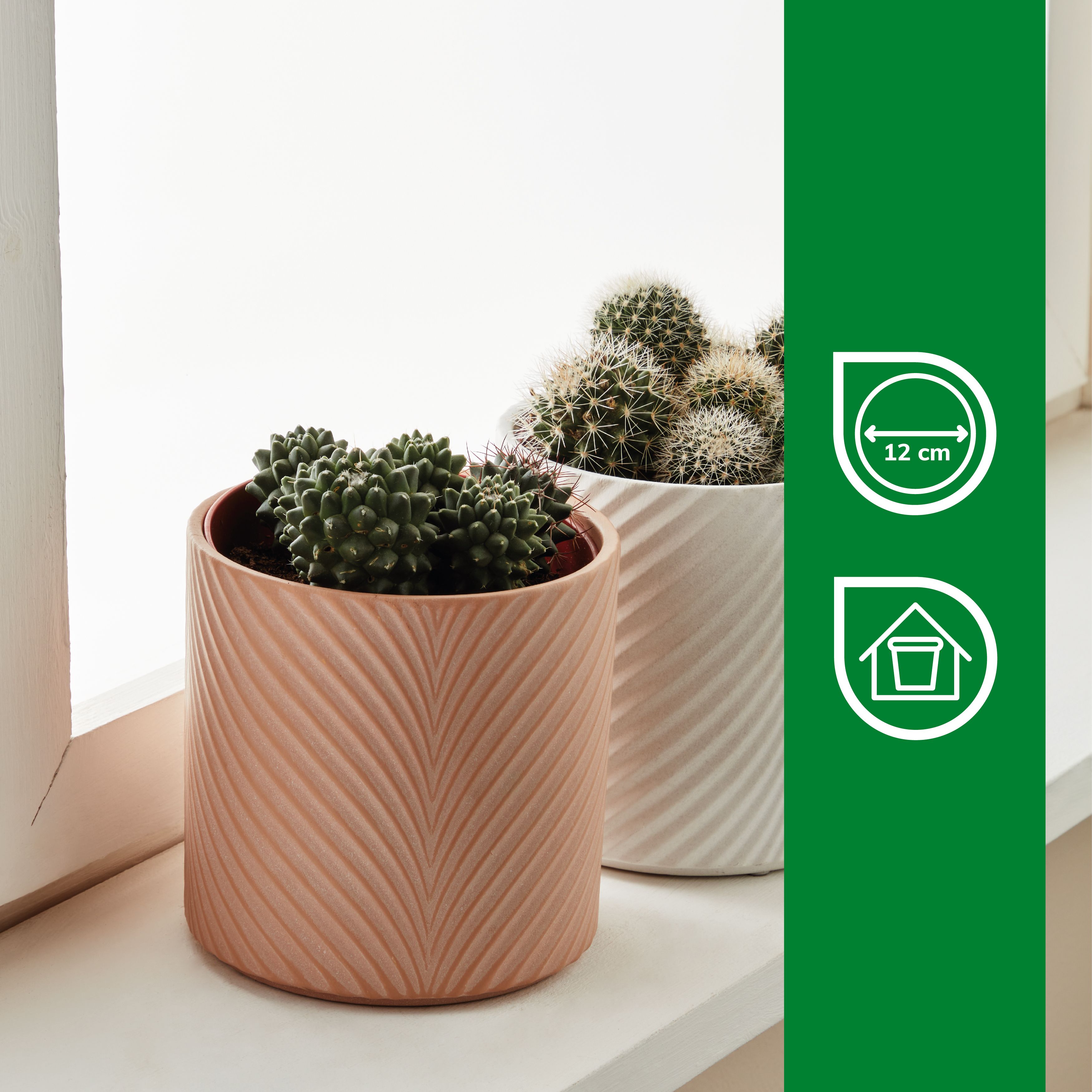 Verve White Wave Ceramic Plant pot (Dia) 13cm, (H)13cm