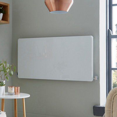 Vetro White Horizontal Designer Radiator, (W)1200mm x (H)600mm