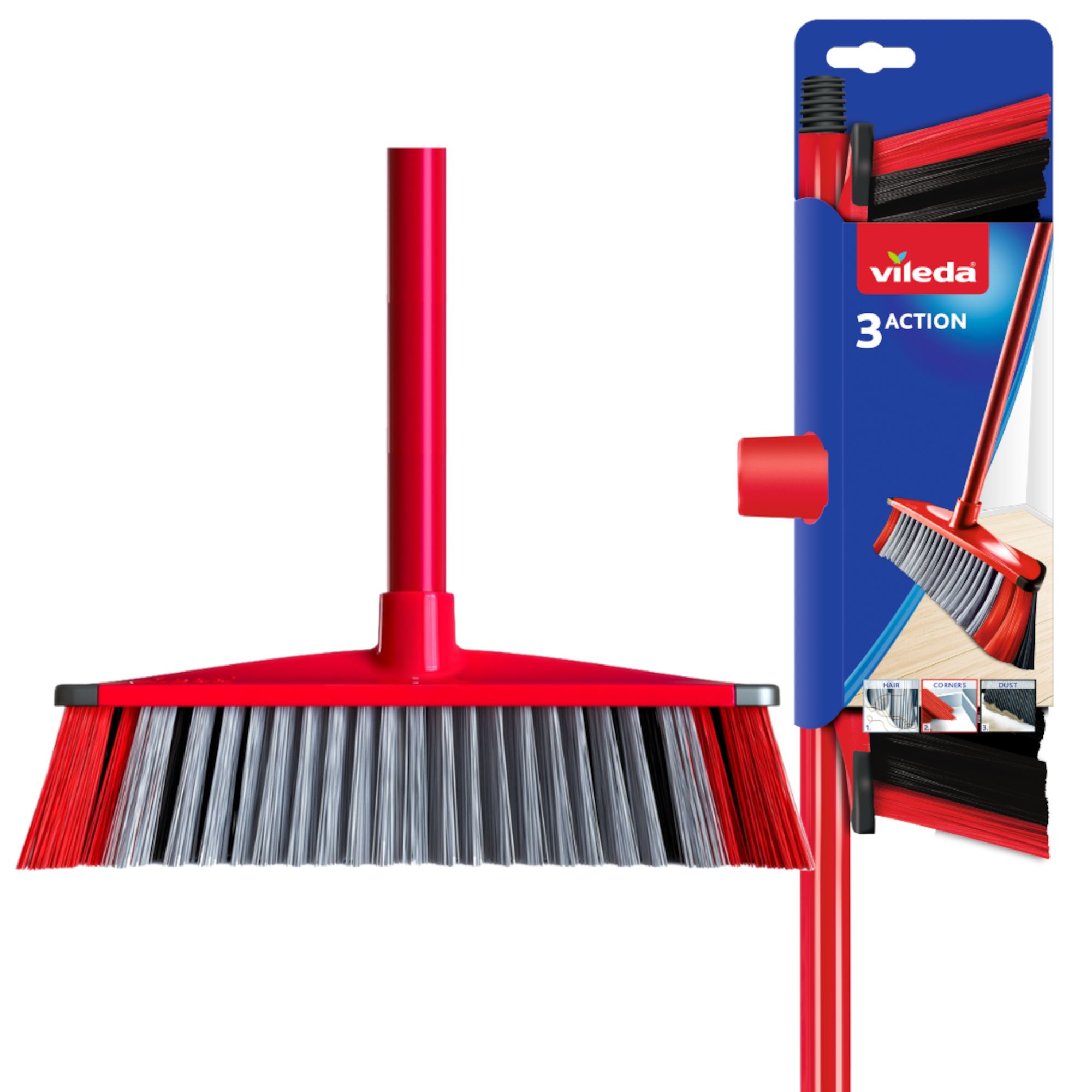 Vileda 3Action Straight Soft & stiff Indoor Broom